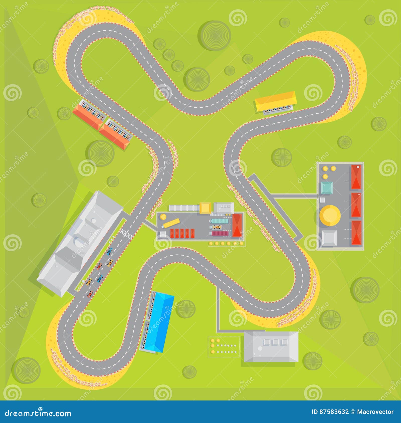 Racing Course Flat Composition Stock Vector - Illustration of computer ...