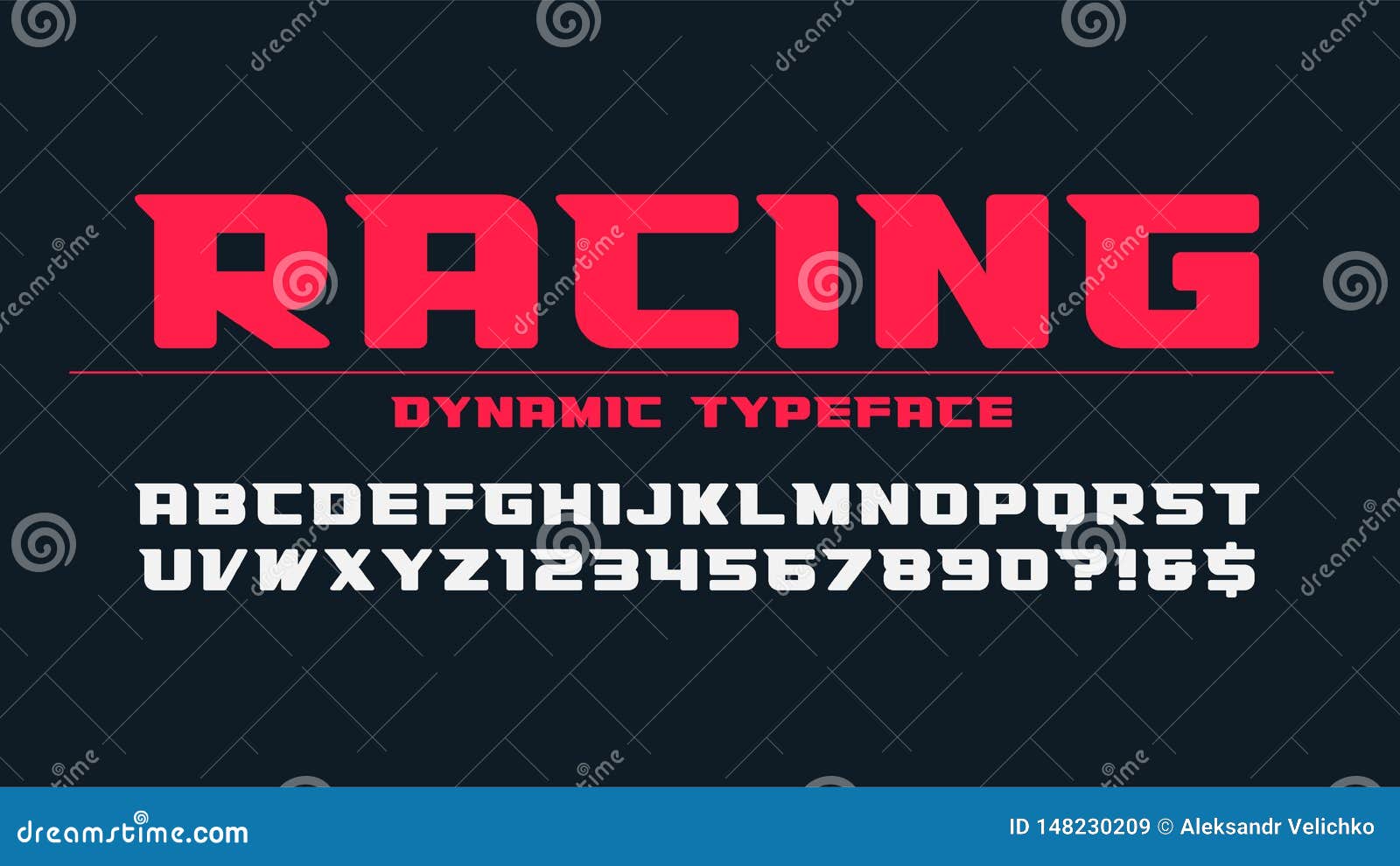 Racing Display Font Design, Alphabet, Letters And Numbers Vector ...