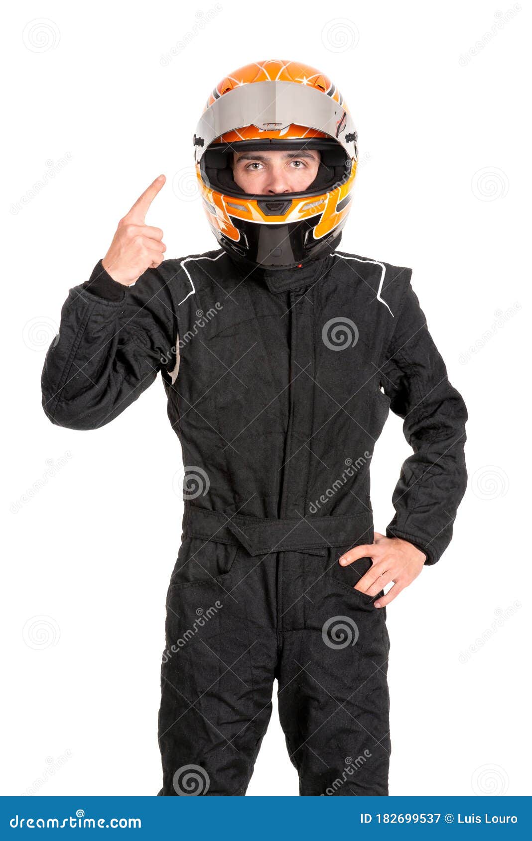 Racing driver with helmet stock image. Image of motorsport - 182699537
