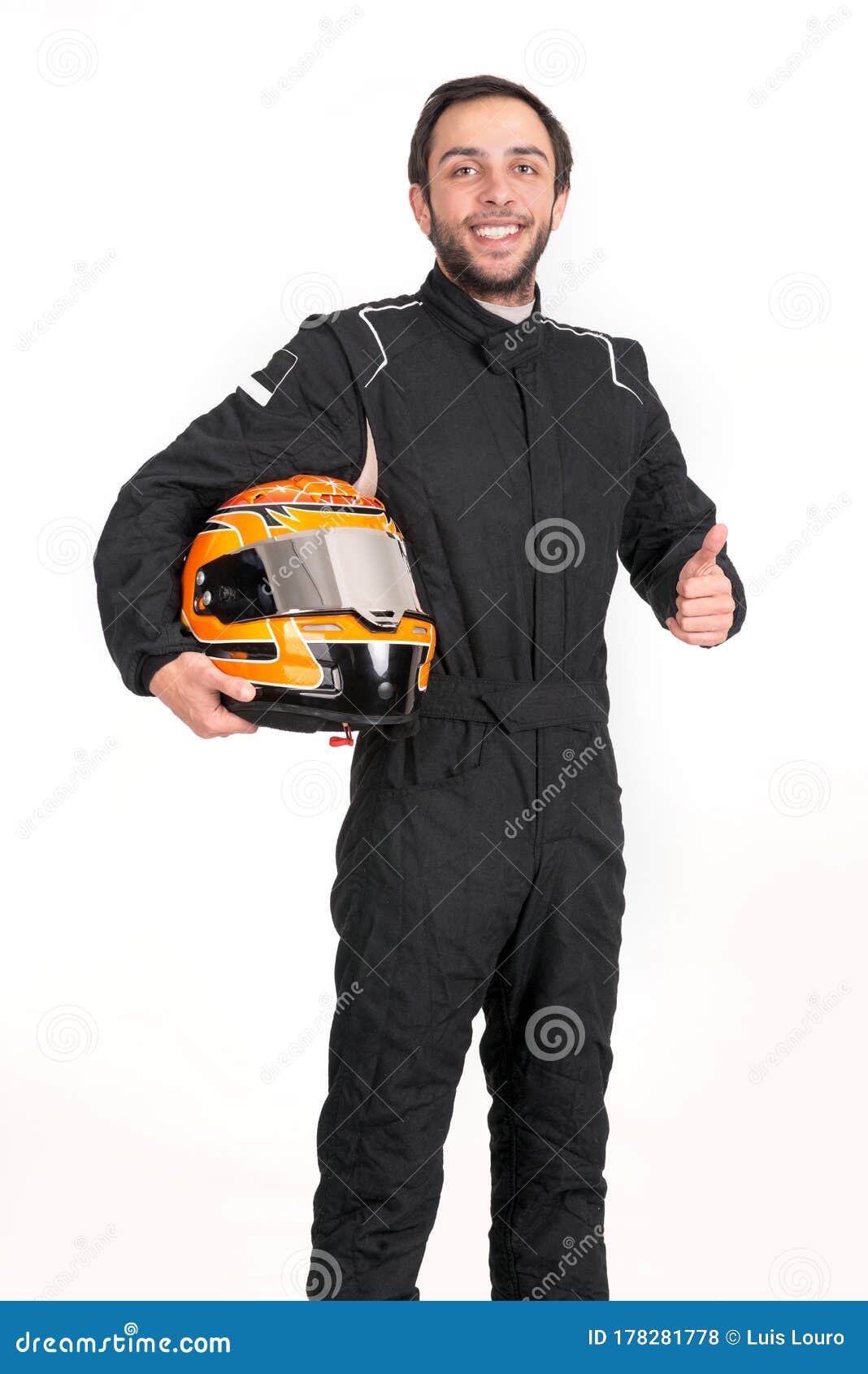 Racing driver with helmet stock photo. Image of team - 178281778
