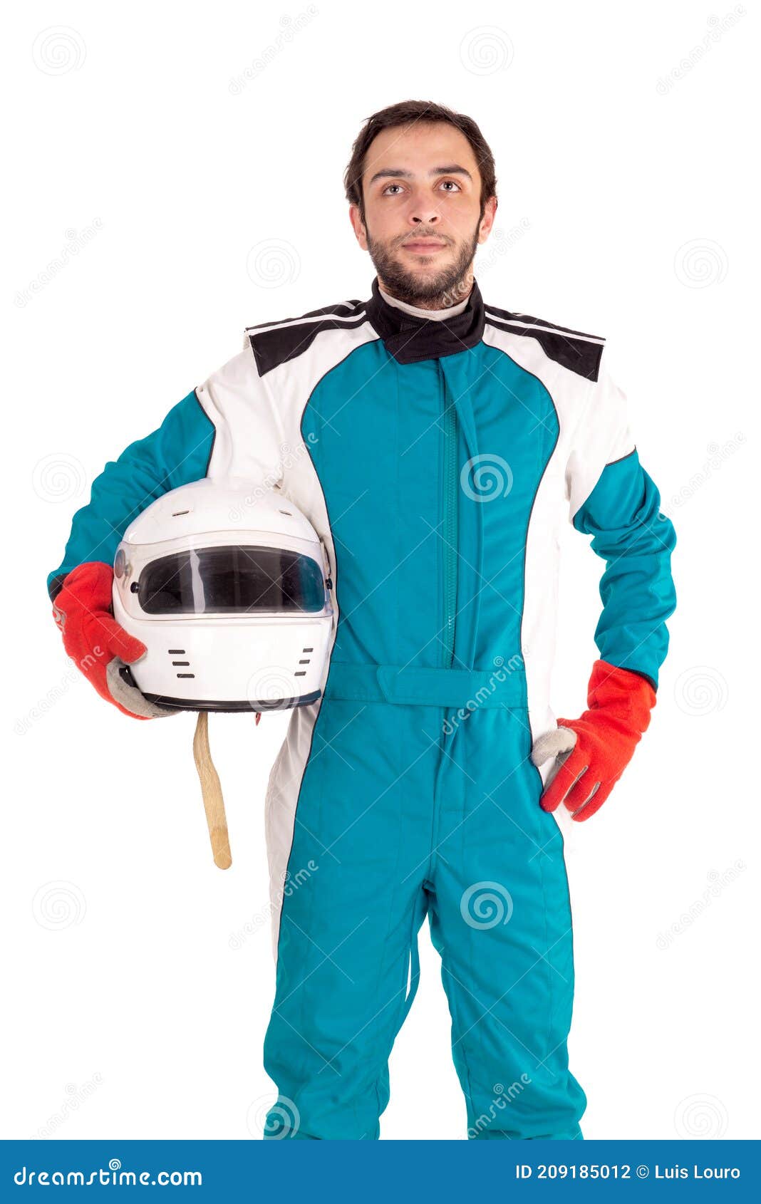 Racing Driver with Hemet Isolated in White Stock Photo - Image of young ...