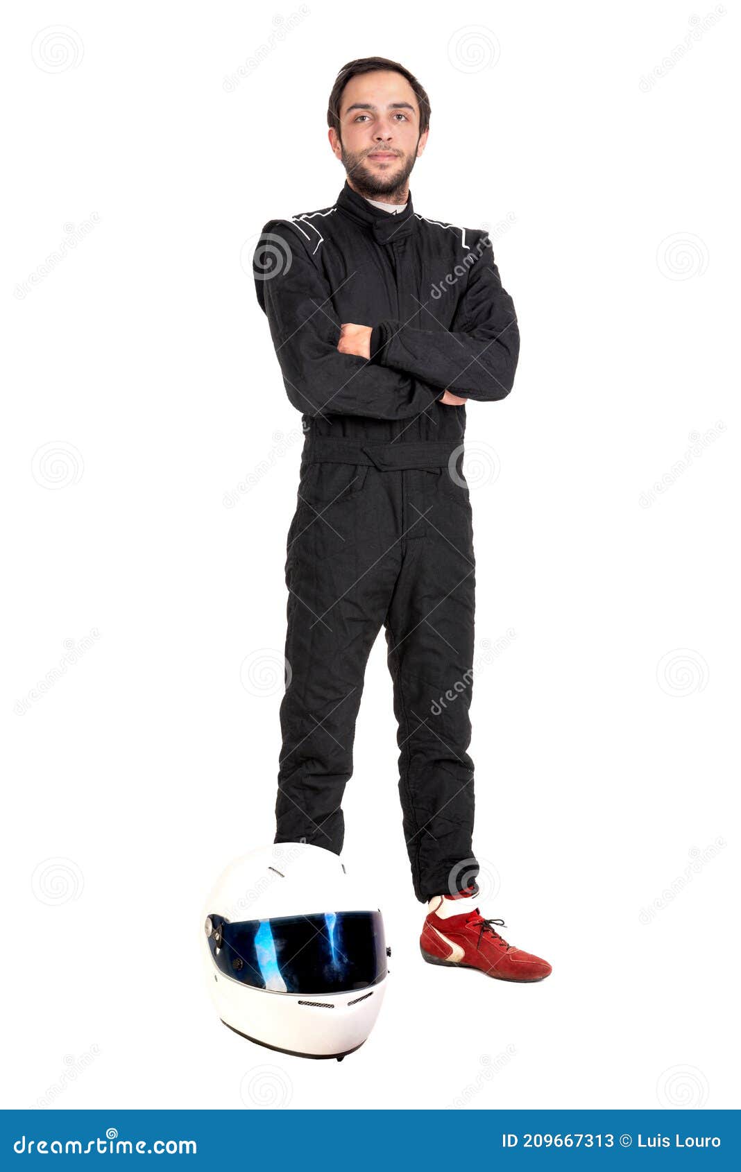 Racing Driver Isolated with Helmet Stock Image - Image of helmet ...