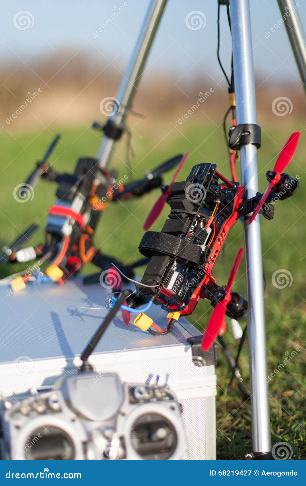 Racing drone stock image. Image of quad, cables, professional - 68219427