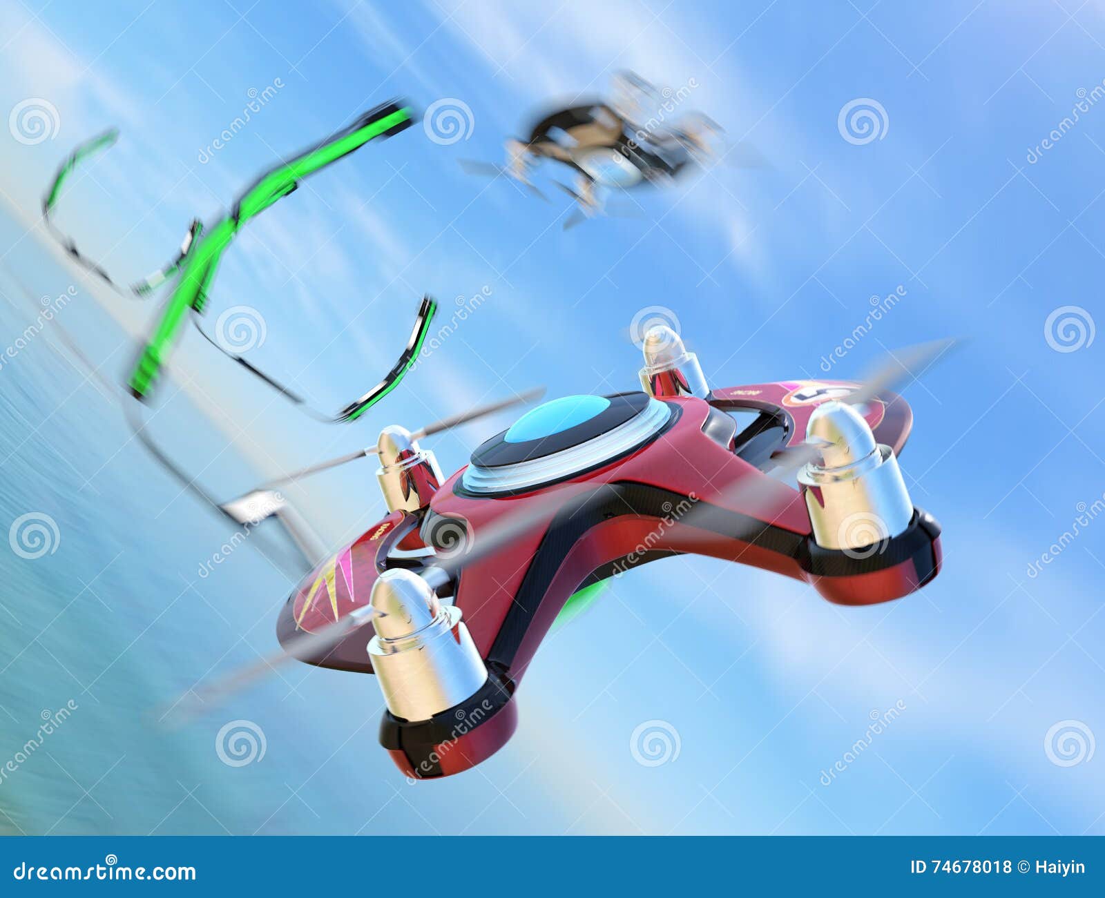 Racing Drones Chasing in the Sky Stock Illustration - Illustration of ...