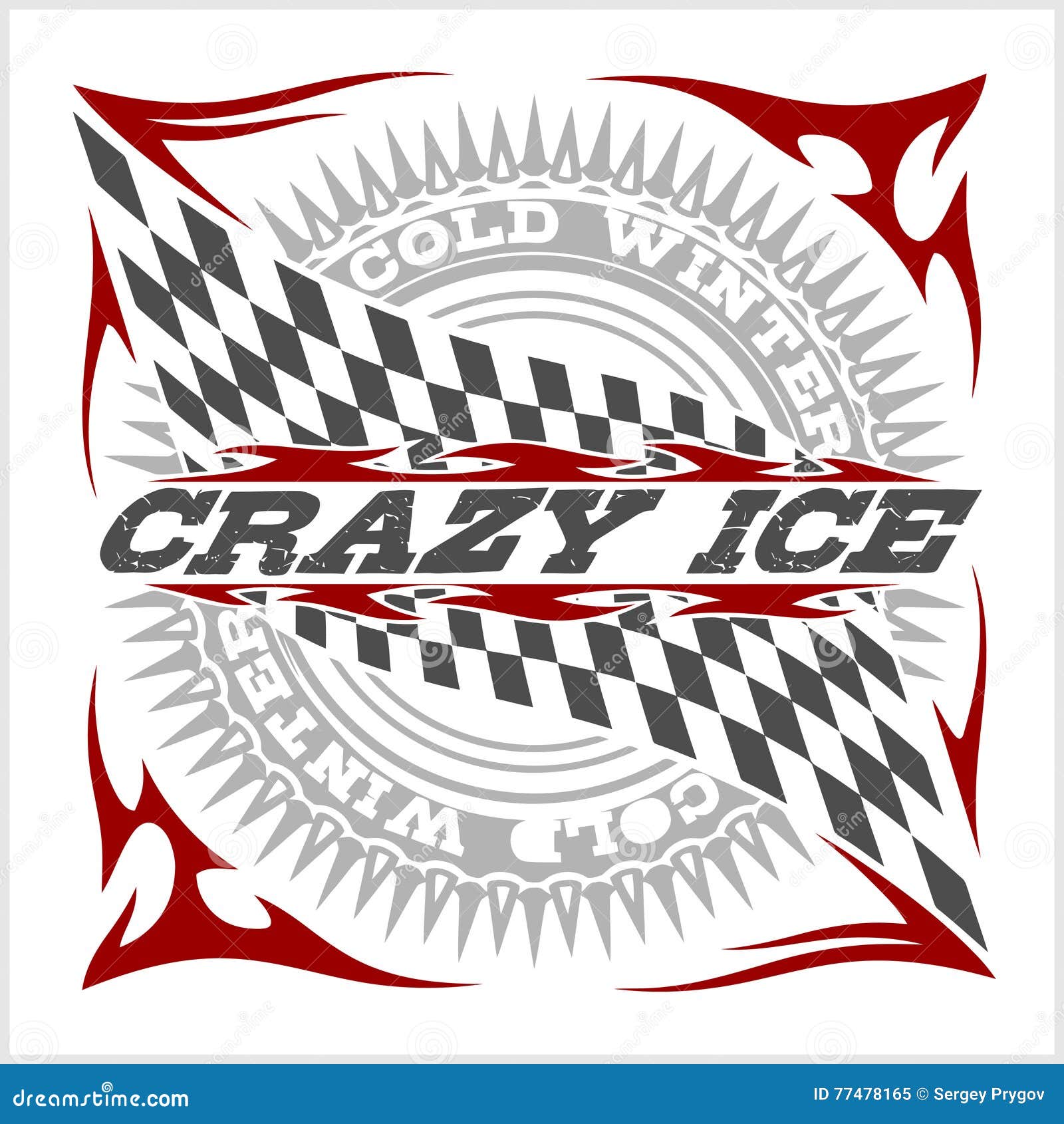 Racing Emblem, Crossed Checkered Flags, Wheel and Text on Black. Stock ...