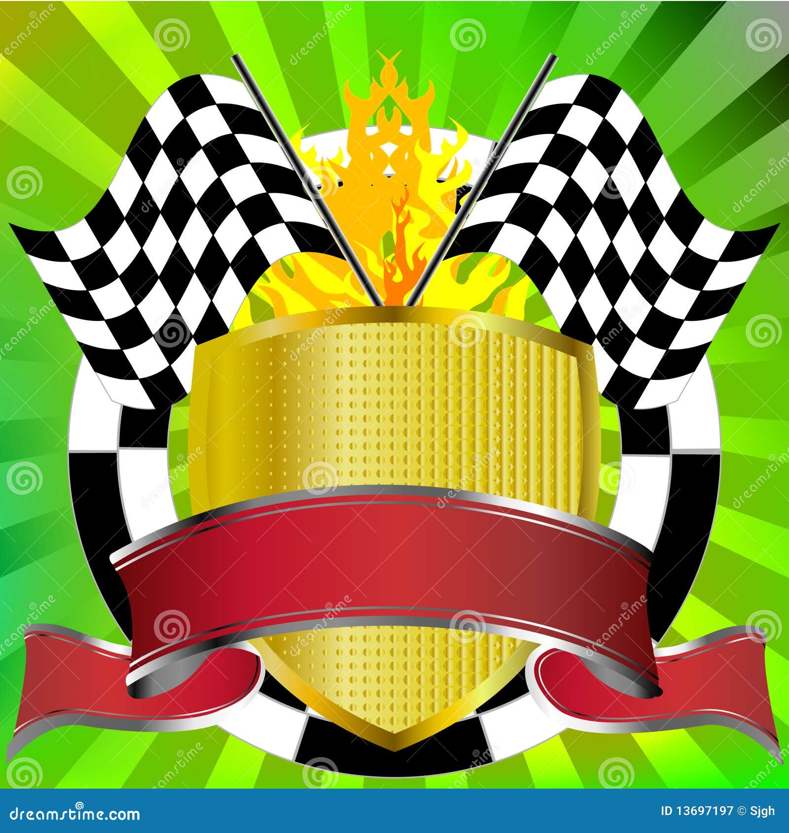 Racing Emblem with Flags and Banner Stock Vector - Illustration of fuel ...