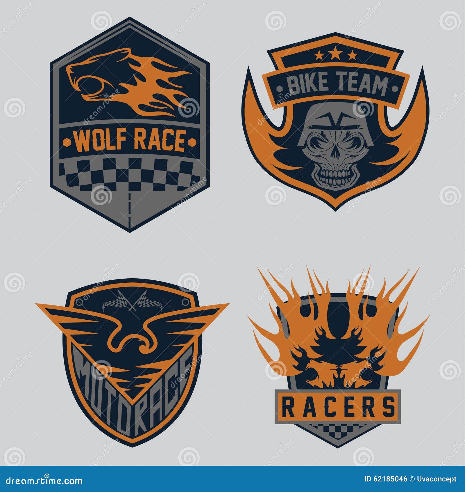 Racing Emblem Set and Design Elements Stock Vector - Illustration of ...