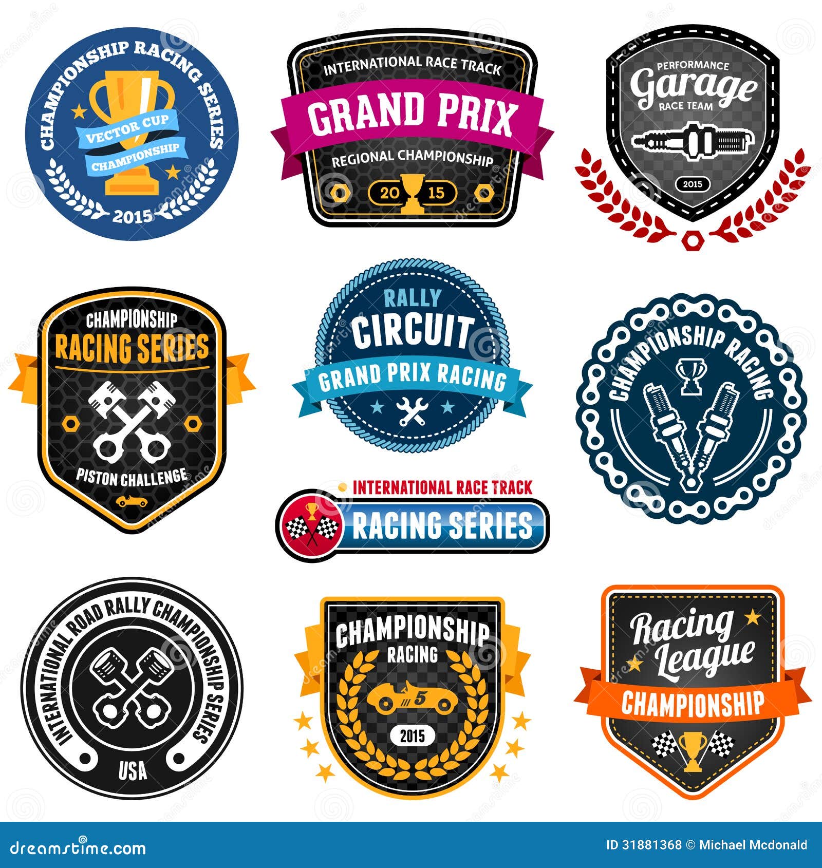 Racing emblems stock vector. Illustration of motorsport - 31881368
