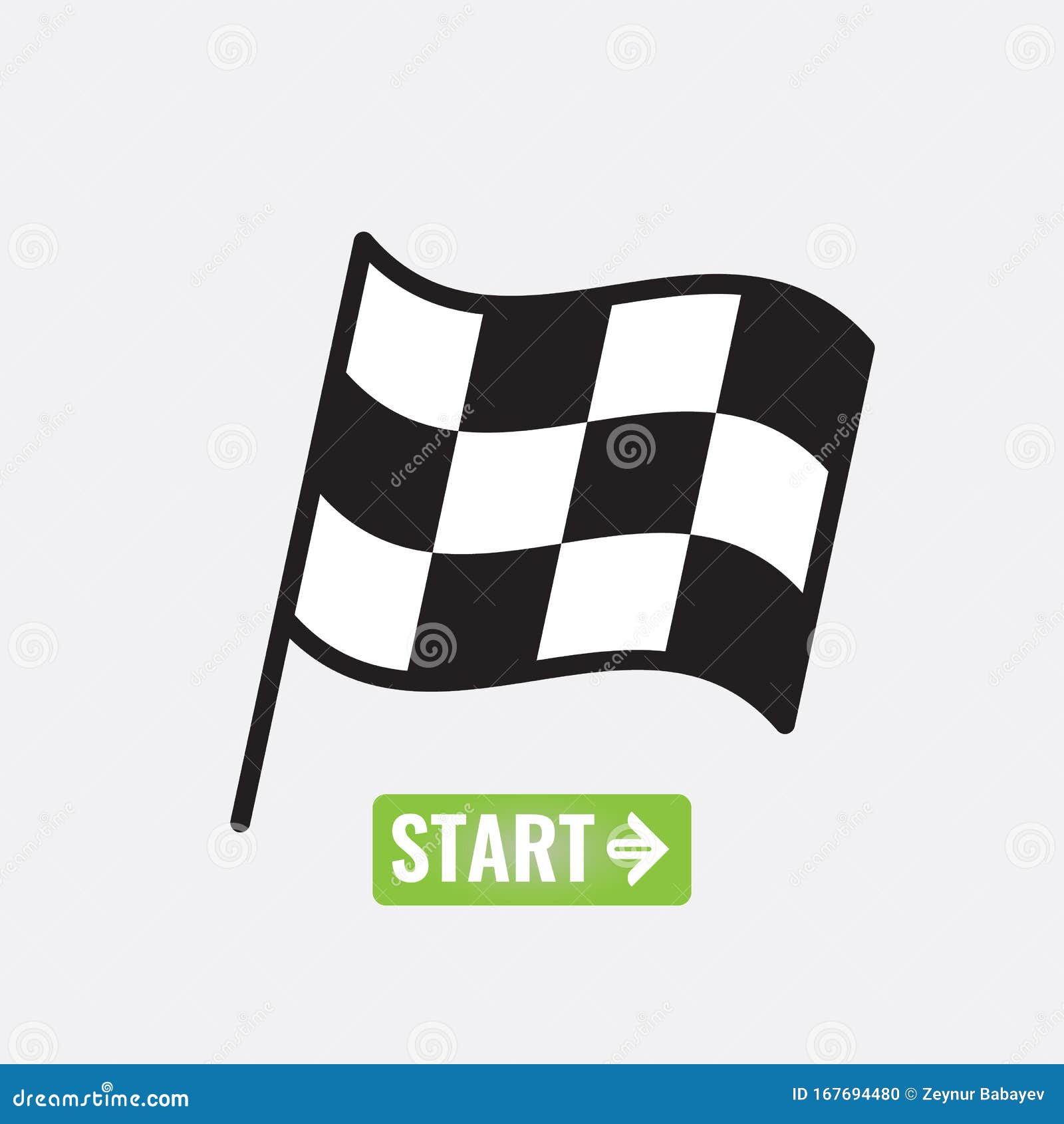 Racing Flag Icon and Start Button. Vector Illustration. Stock Vector ...