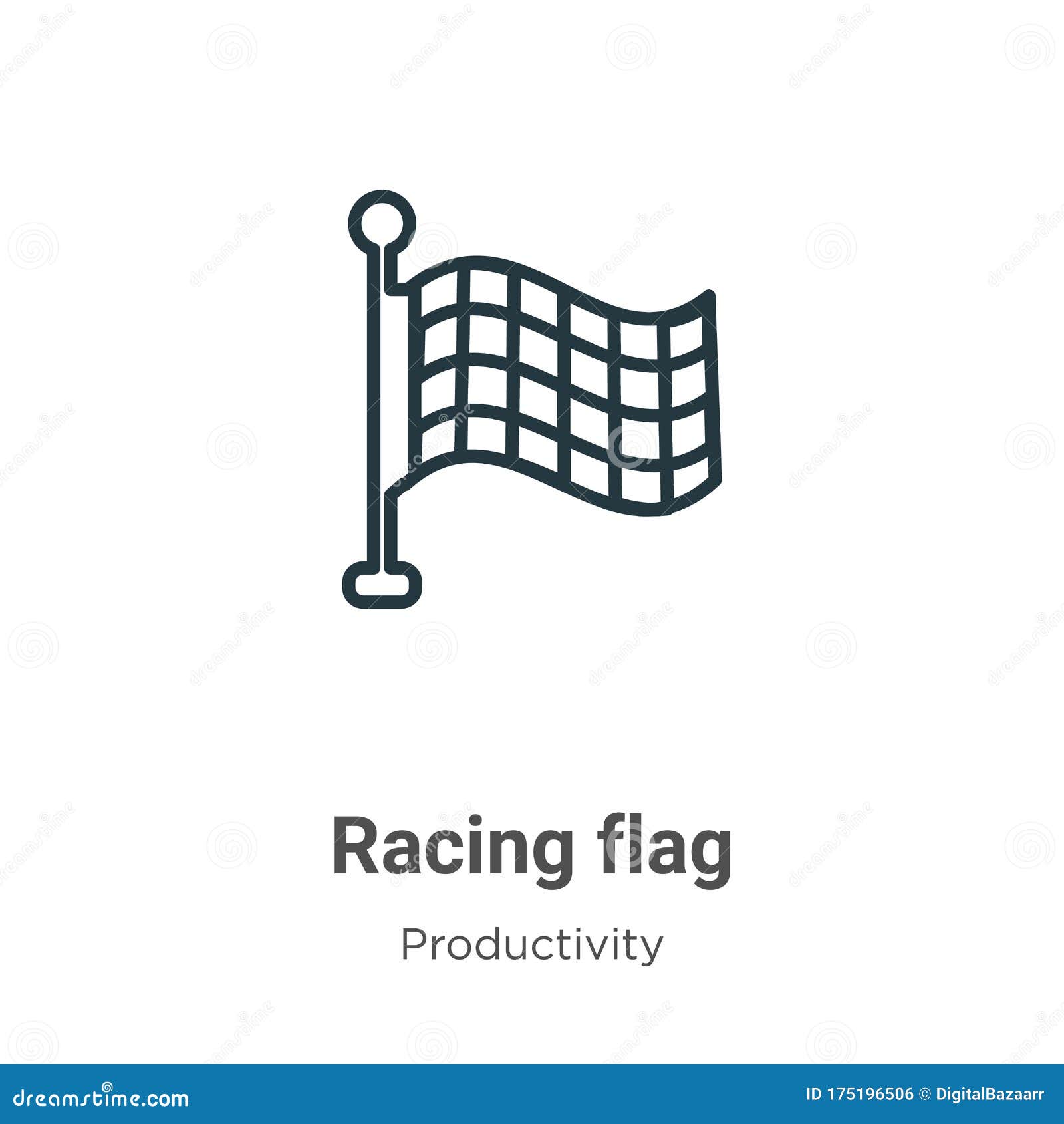 Racing Flag Outline Vector Icon. Thin Line Black Racing Flag Icon, Flat ...