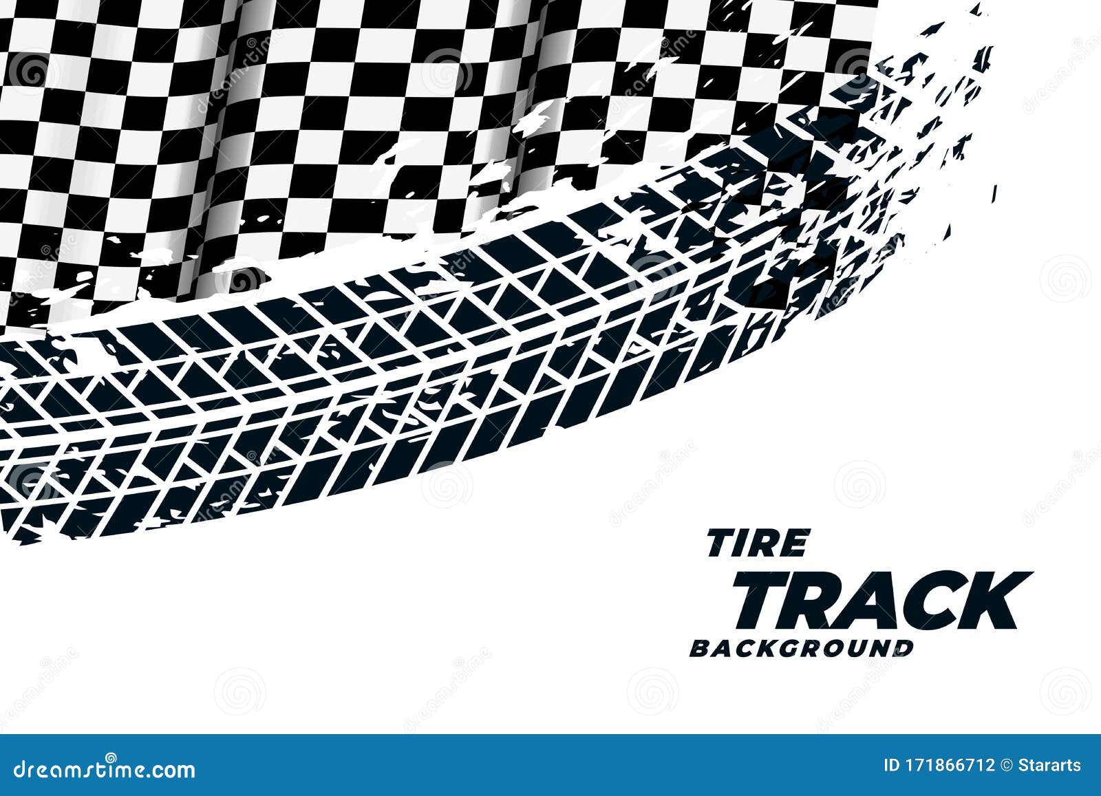 Racing Flag with Tire Track Print Background Stock Vector ...