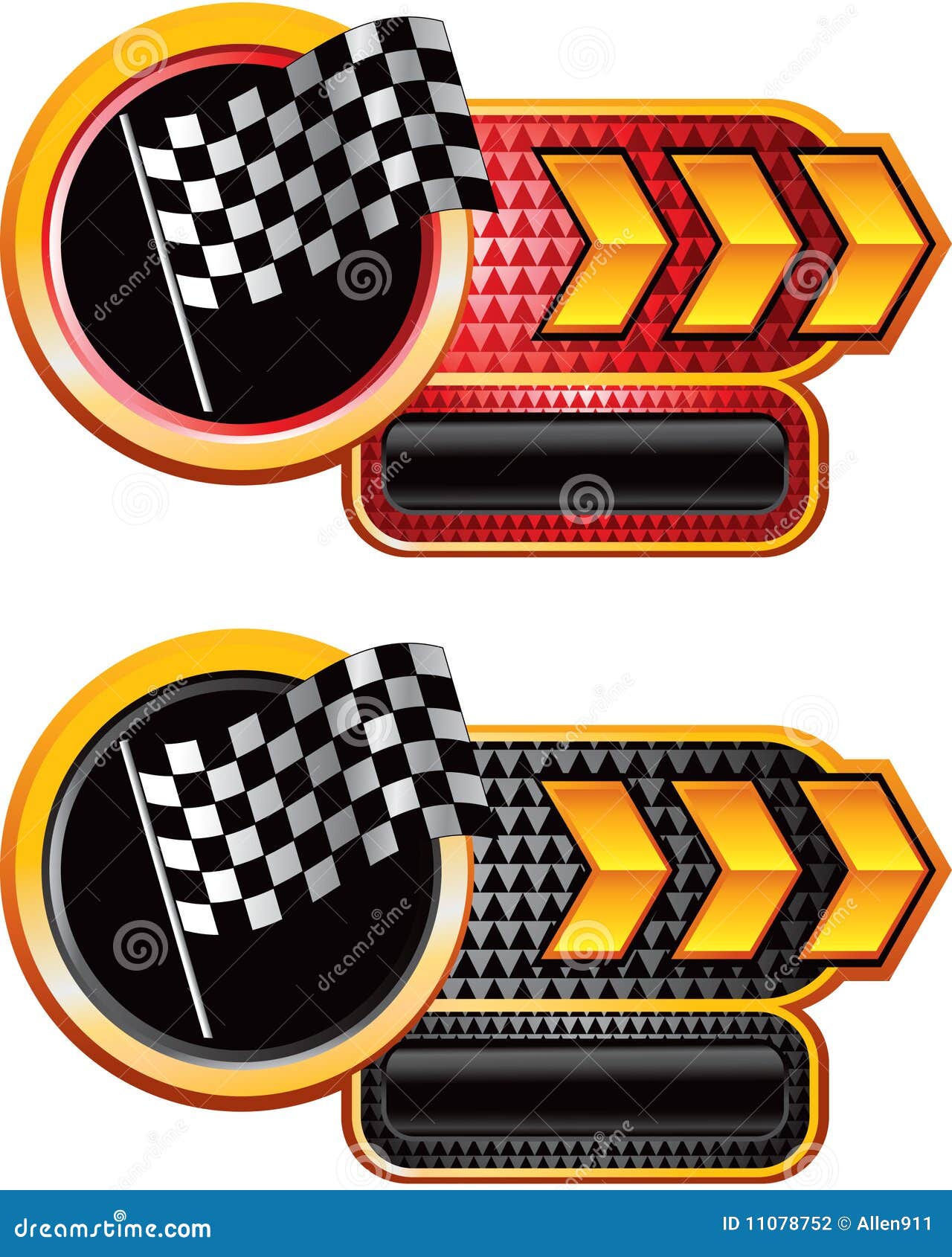 Racing Flags on Checkered Gold Arrow Banners Stock Vector ...
