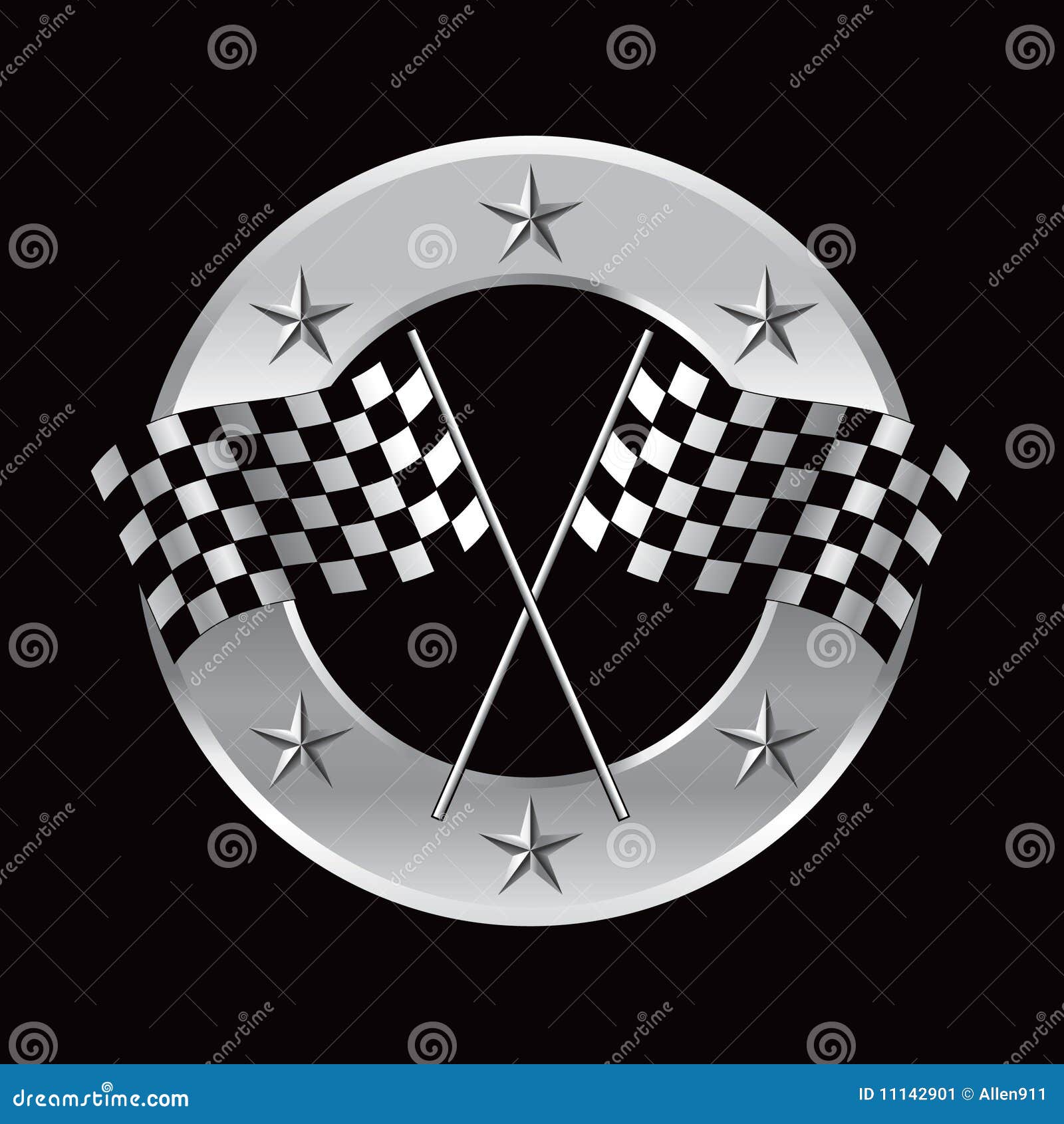 Racing Flags in Circular Silver Star Frame Stock Vector - Illustration ...