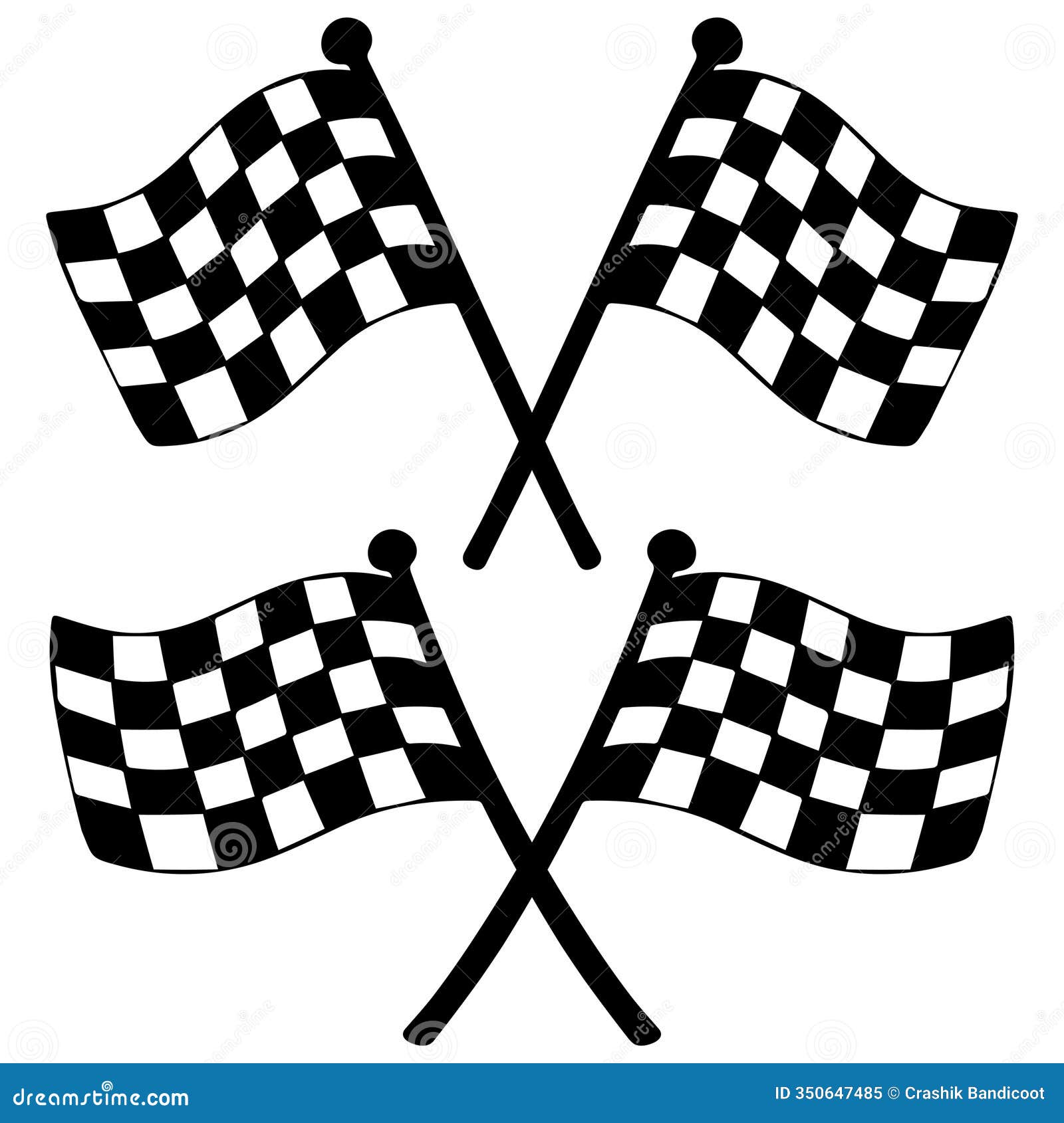Racing Flags Crossed in Two Versions. Stock Illustration - Illustration ...