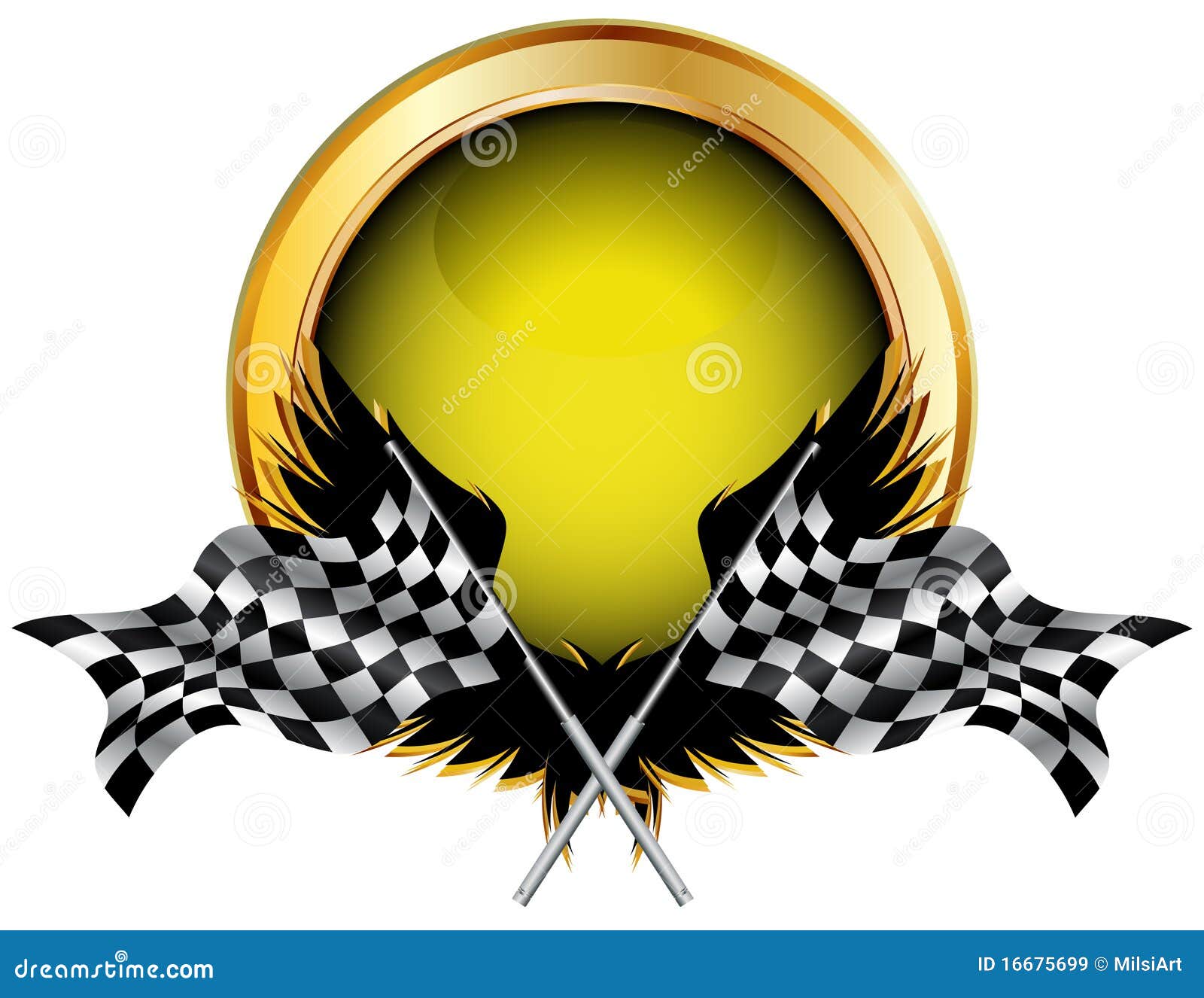 Racing Flags and Golden Button Stock Vector - Illustration of checkered ...