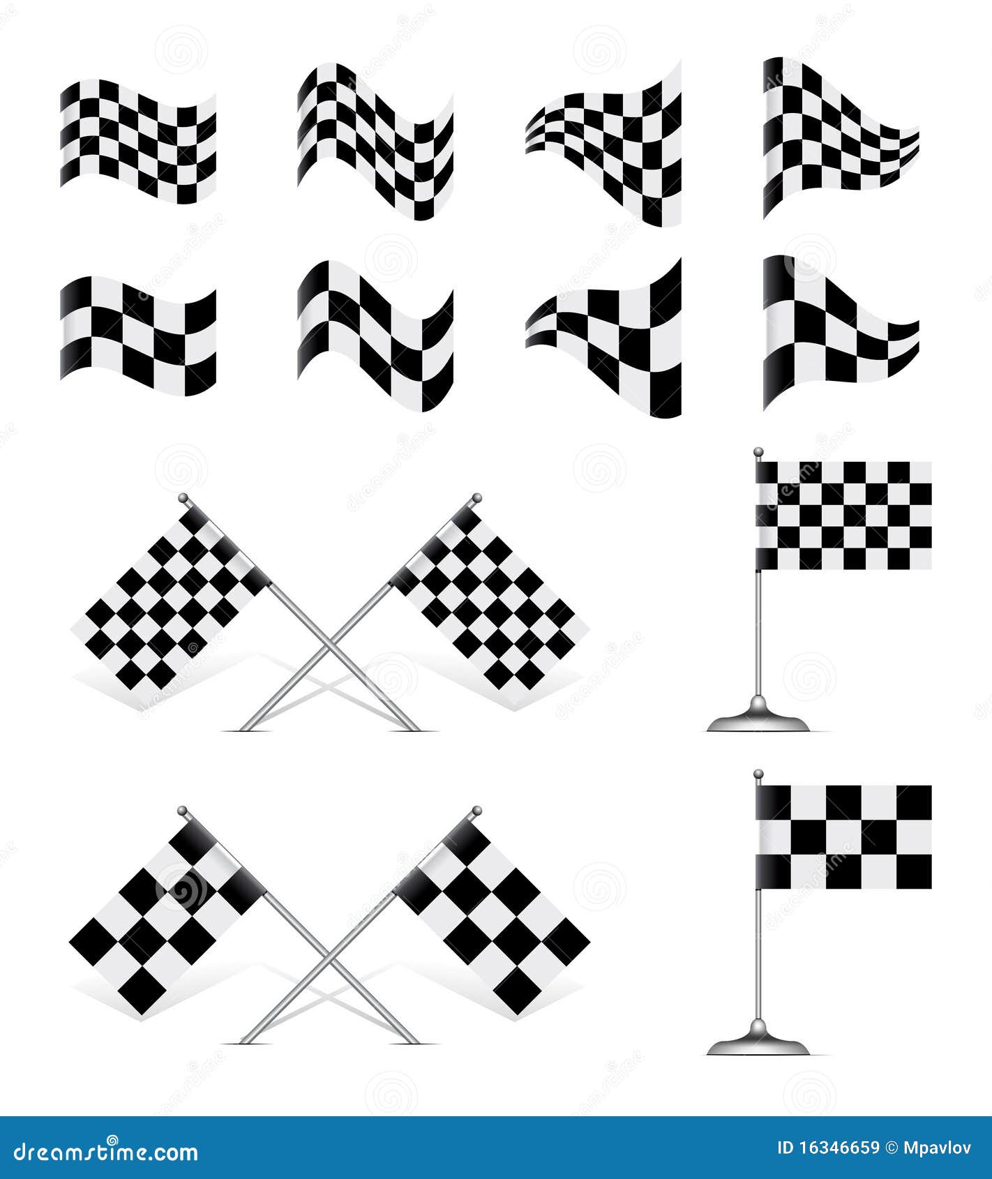 Racing Flags, set stock vector. Illustration of finish - 16346659