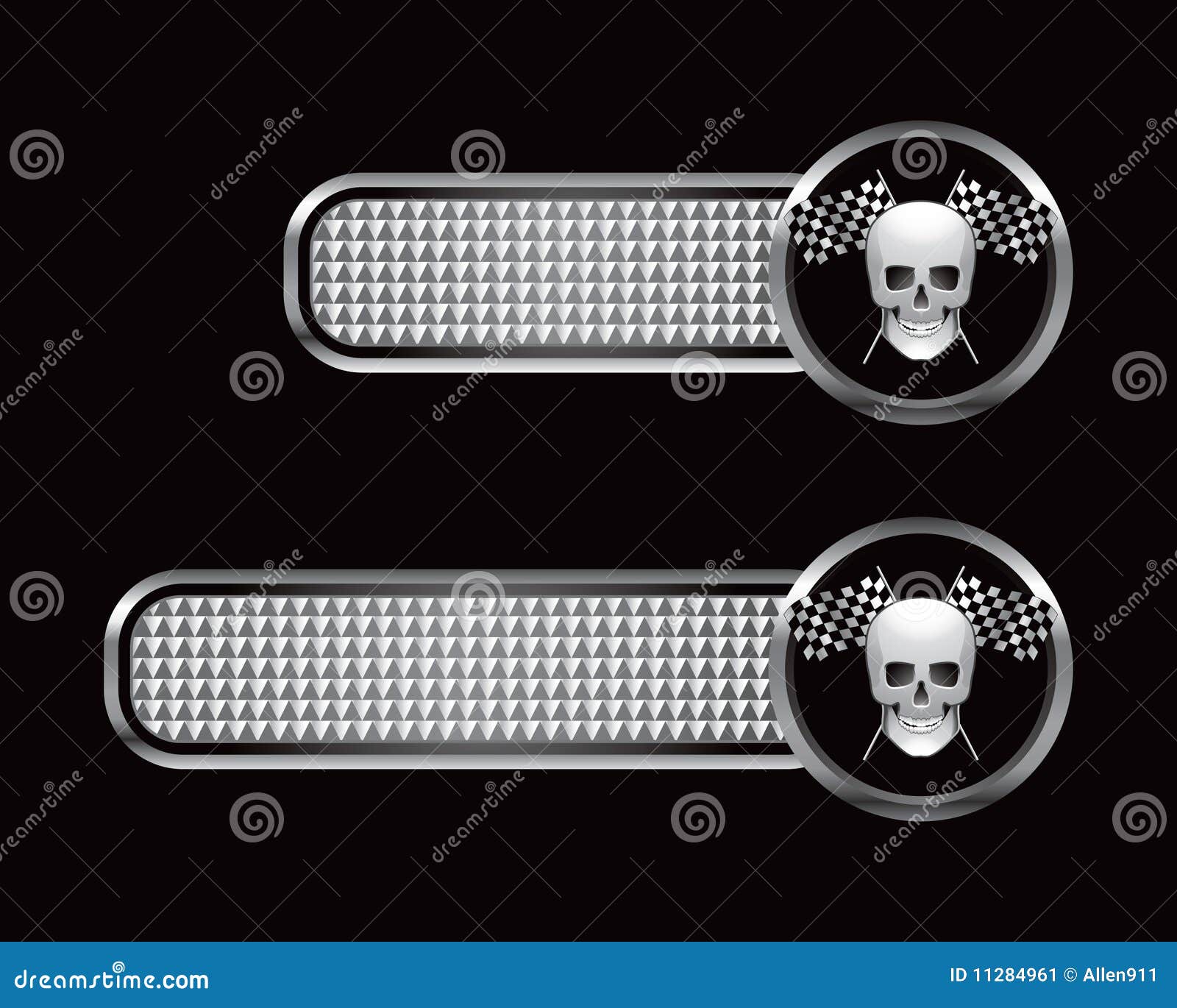 Racing Flags and Skull on Checkered Tabs Stock Vector - Illustration of competition, automobile ...