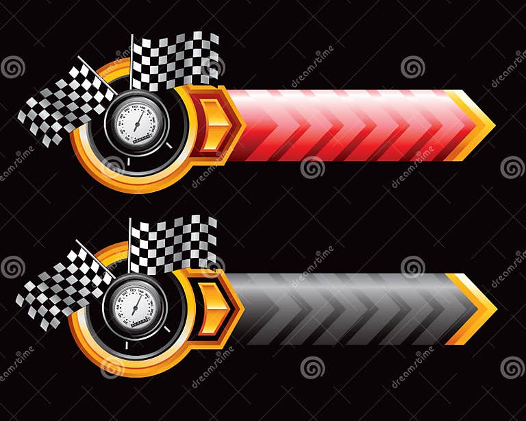 Racing Flags and Speedometer on Arrows Stock Vector - Illustration of ...
