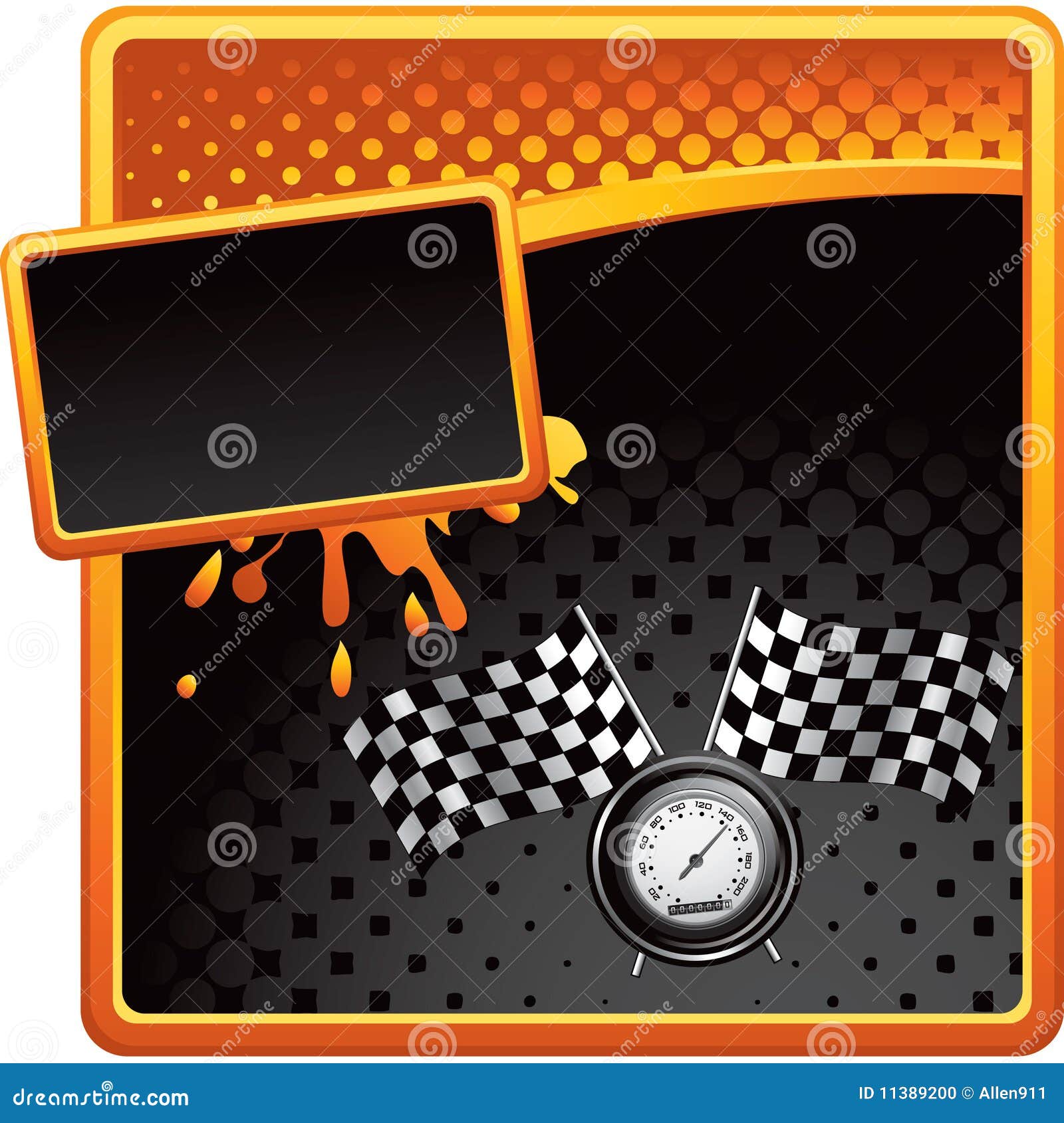 Racing Flags and Speedometer on Halftone Ad Stock Vector - Illustration ...