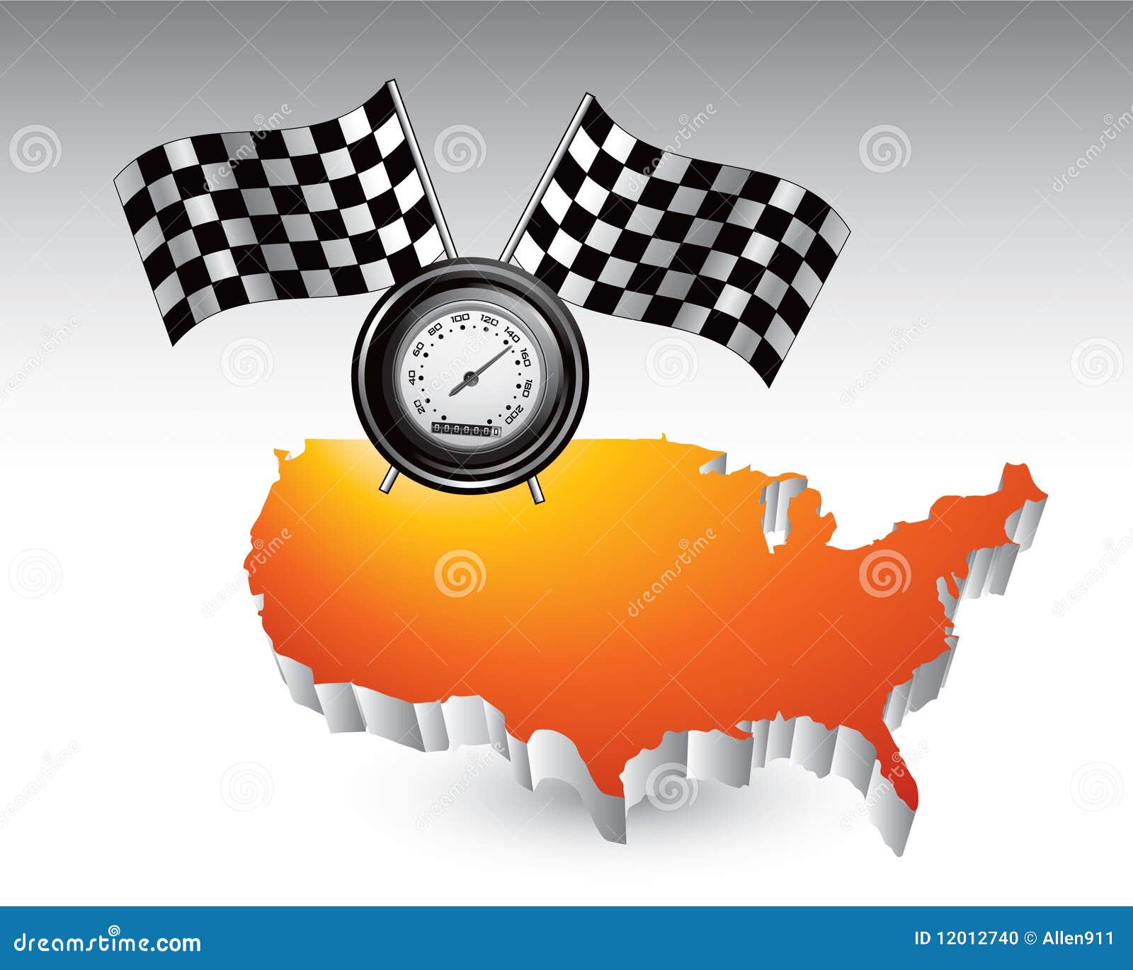 Racing Flags and Speedometer Over United States Stock Vector ...