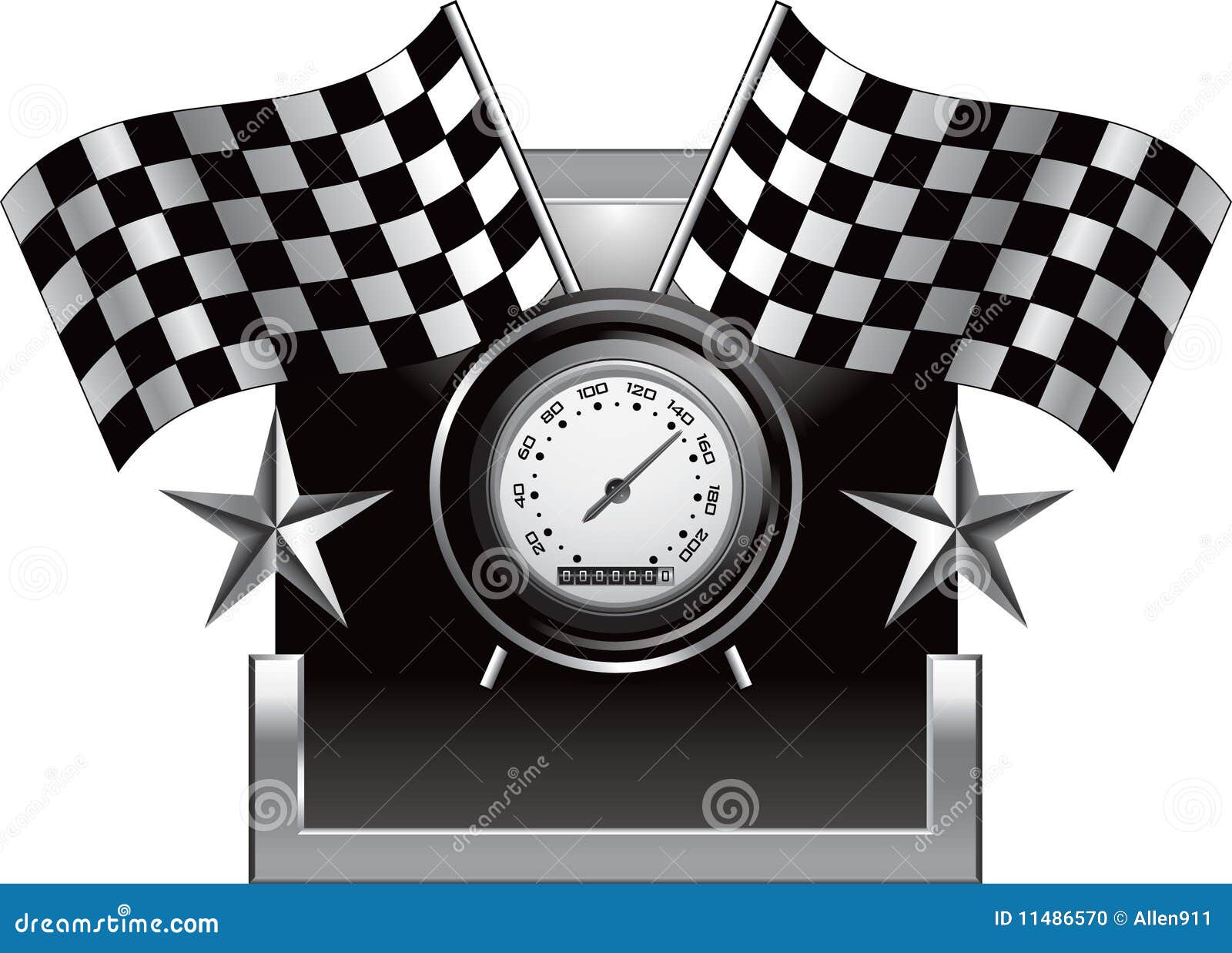 Racing Flags and Speedometer in Star Frame Stock Vector - Illustration ...