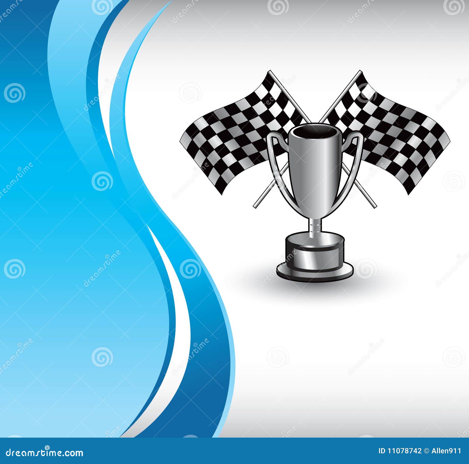 Racing Flags and Trophy on Vertical Blue Wave Stock Vector ...