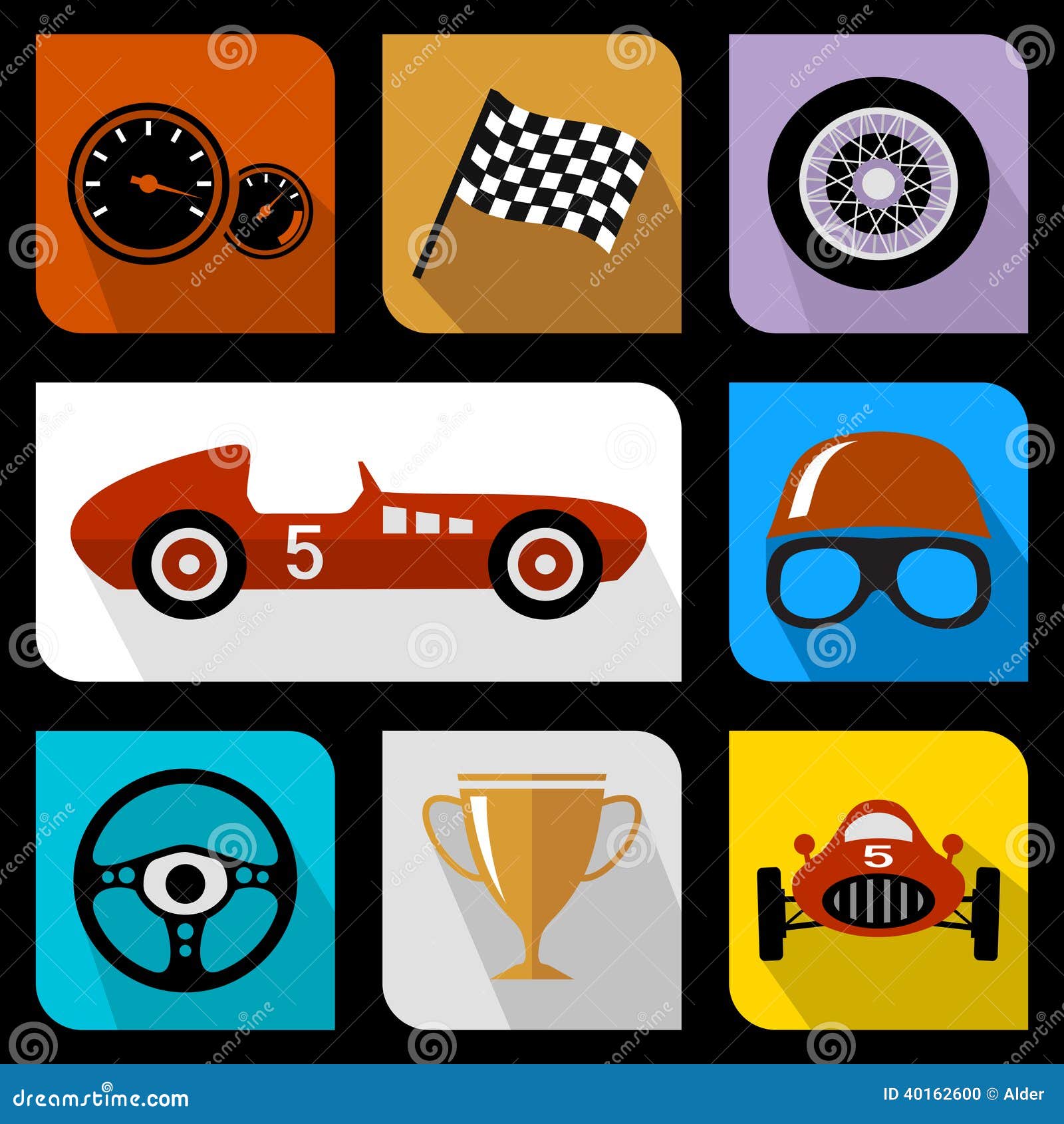 Racing flat icons stock vector. Illustration of elements - 40162600 Racing flat icons stock vector. Illustration of elements - 40162600