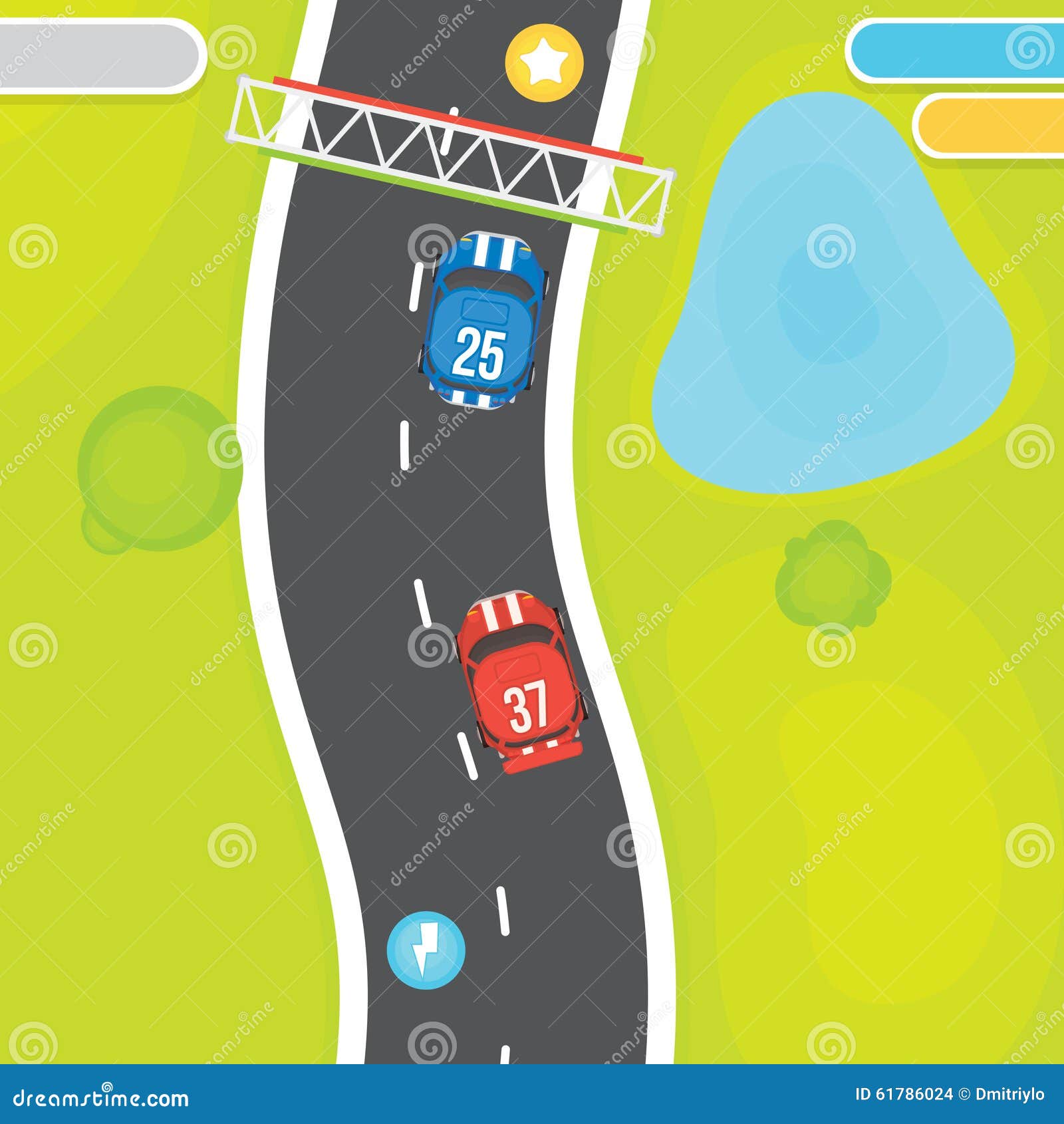 Racing game asset objects stock vector. Illustration of road - 61786024
