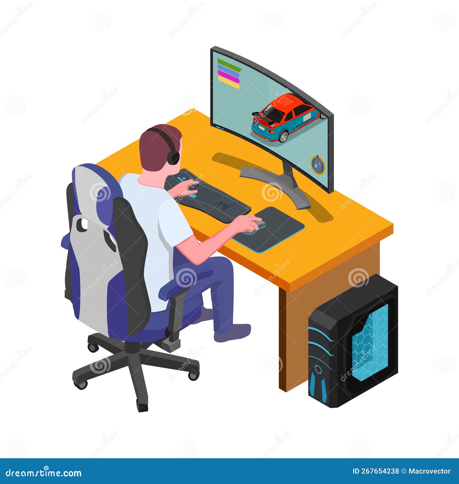 Racing Game Developer Composition Stock Vector - Illustration of gamer ...