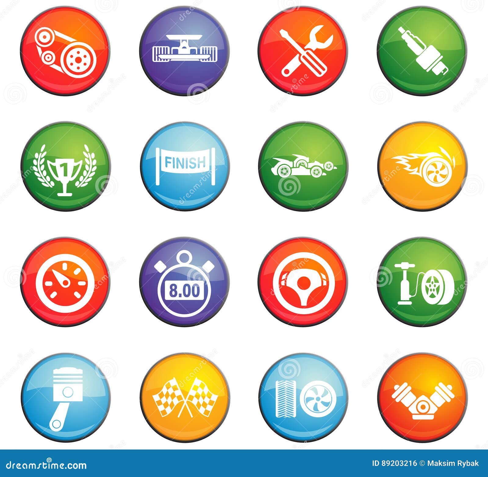 Racing icon set stock illustration. Illustration of pump - 89203216