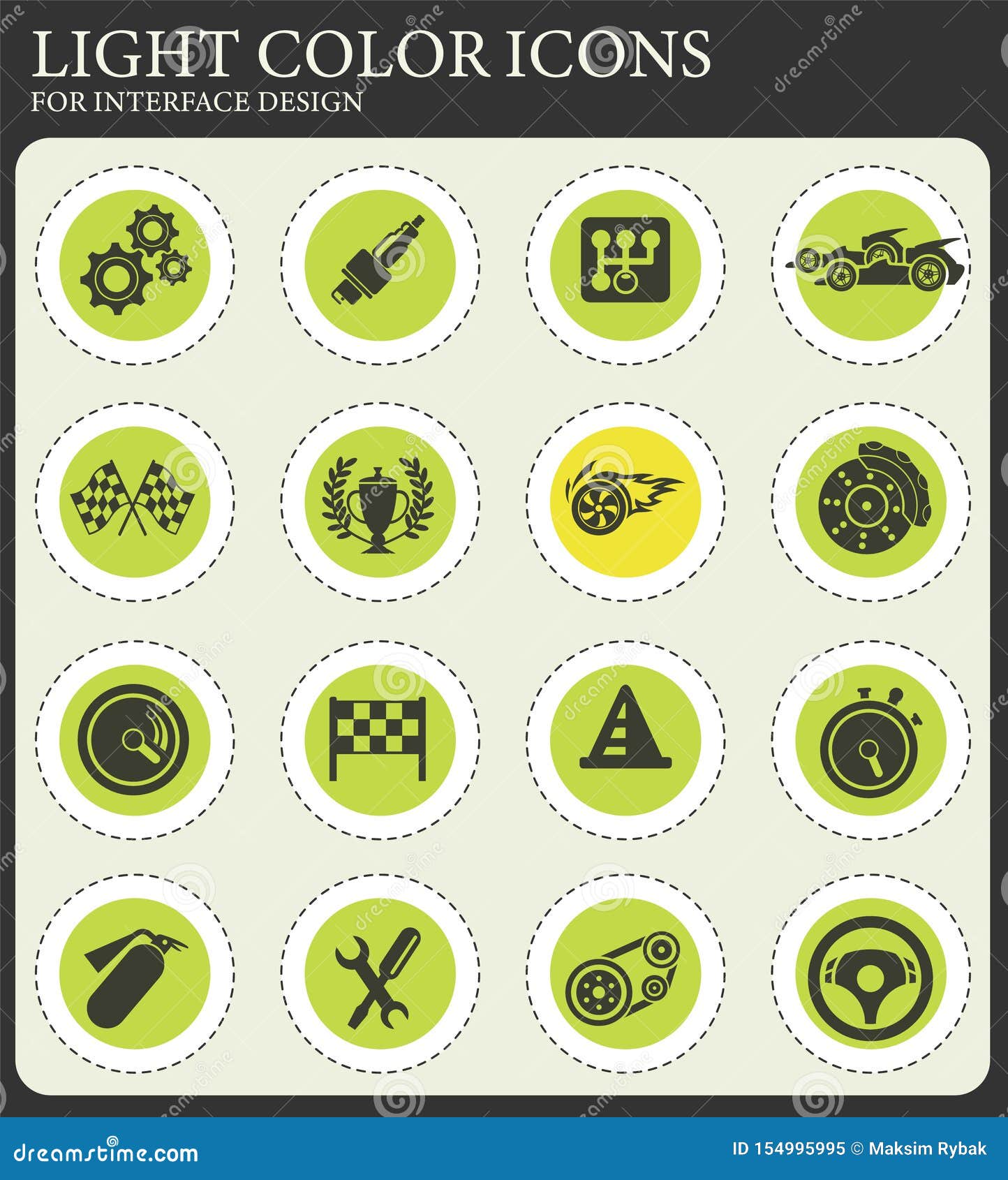 Racing icon set stock vector. Illustration of racecar - 154995995