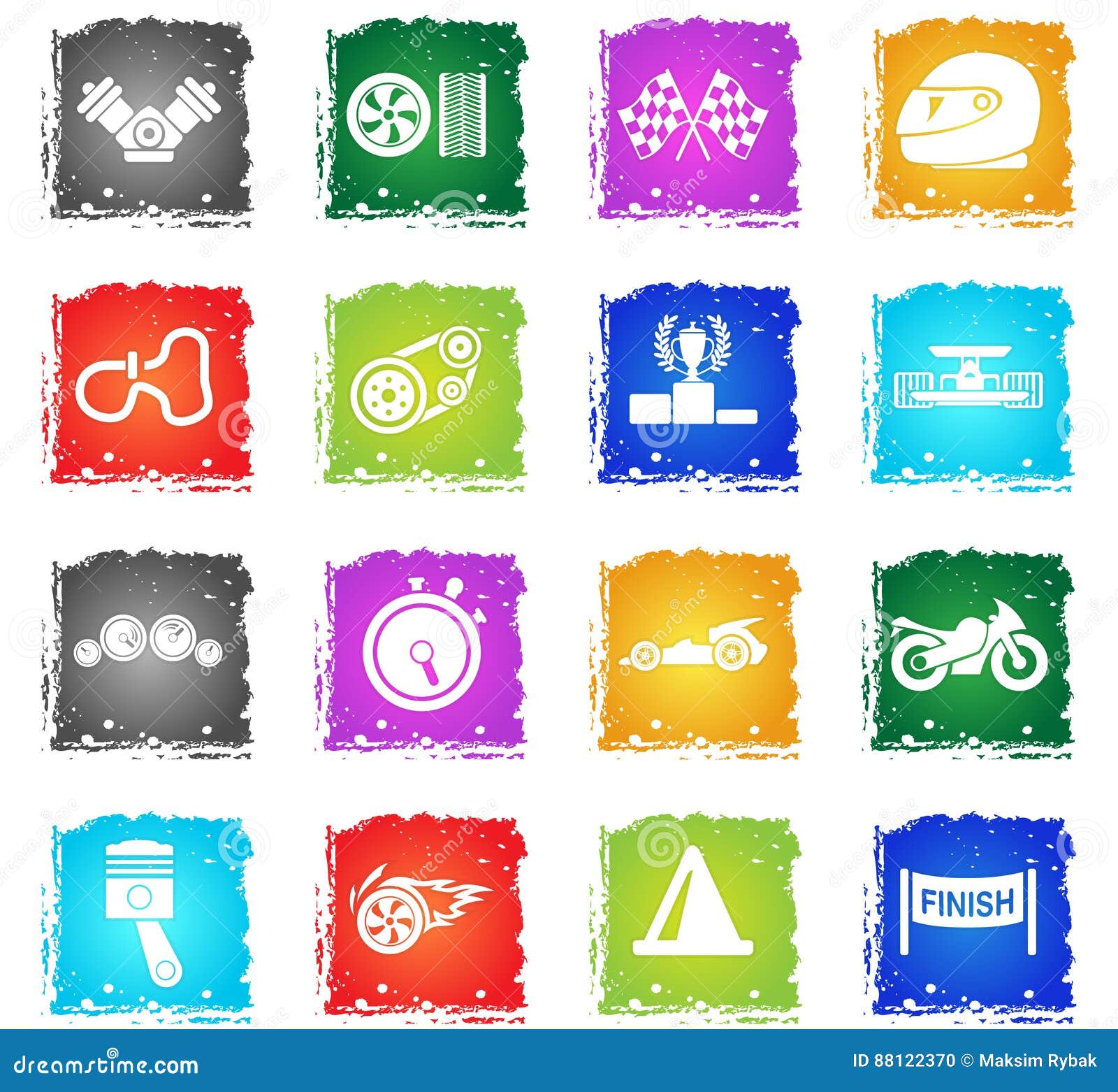 Racing icon set stock vector. Illustration of driving - 88122370