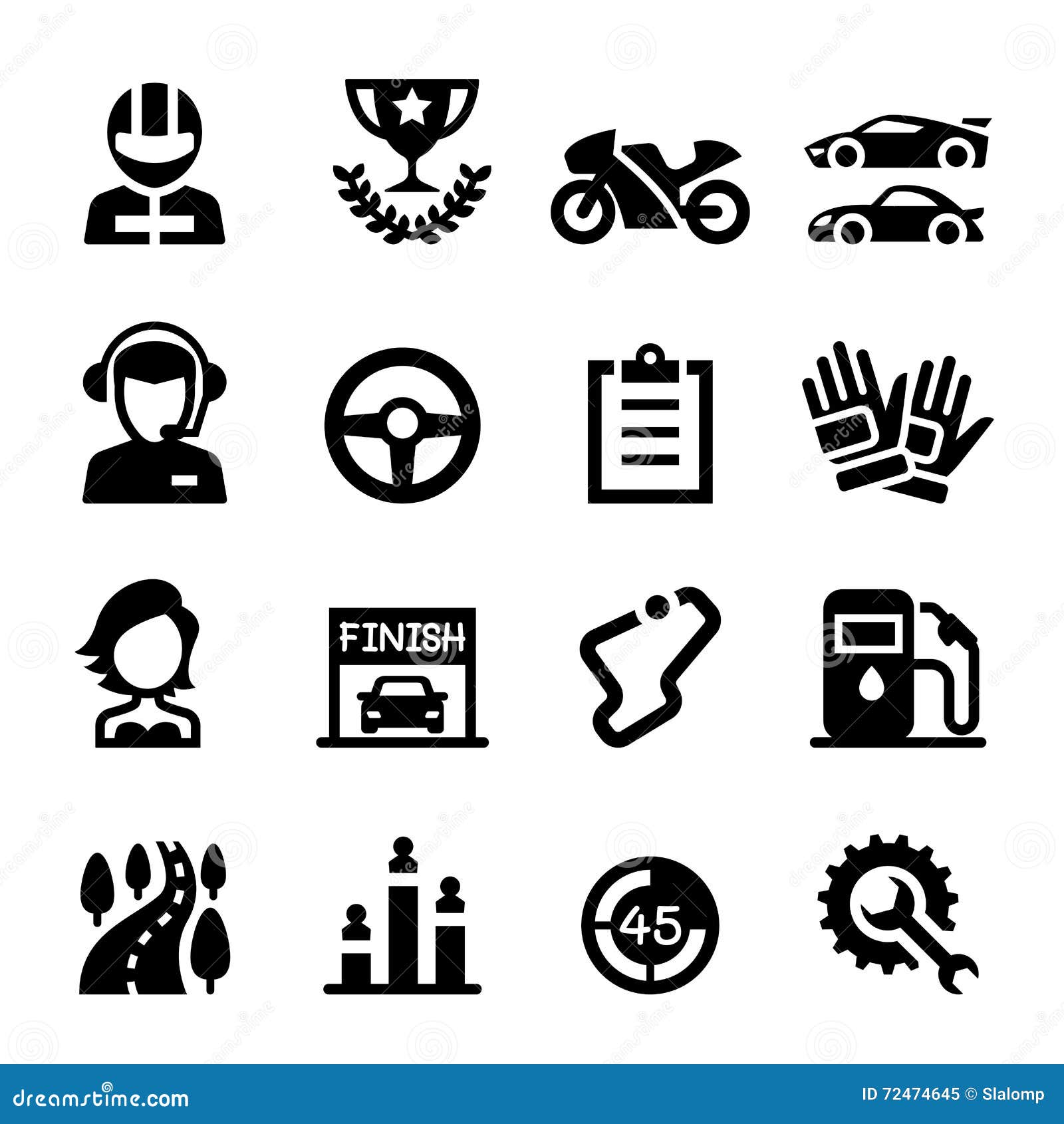 Racing icon set stock illustration. Illustration of design - 72474645