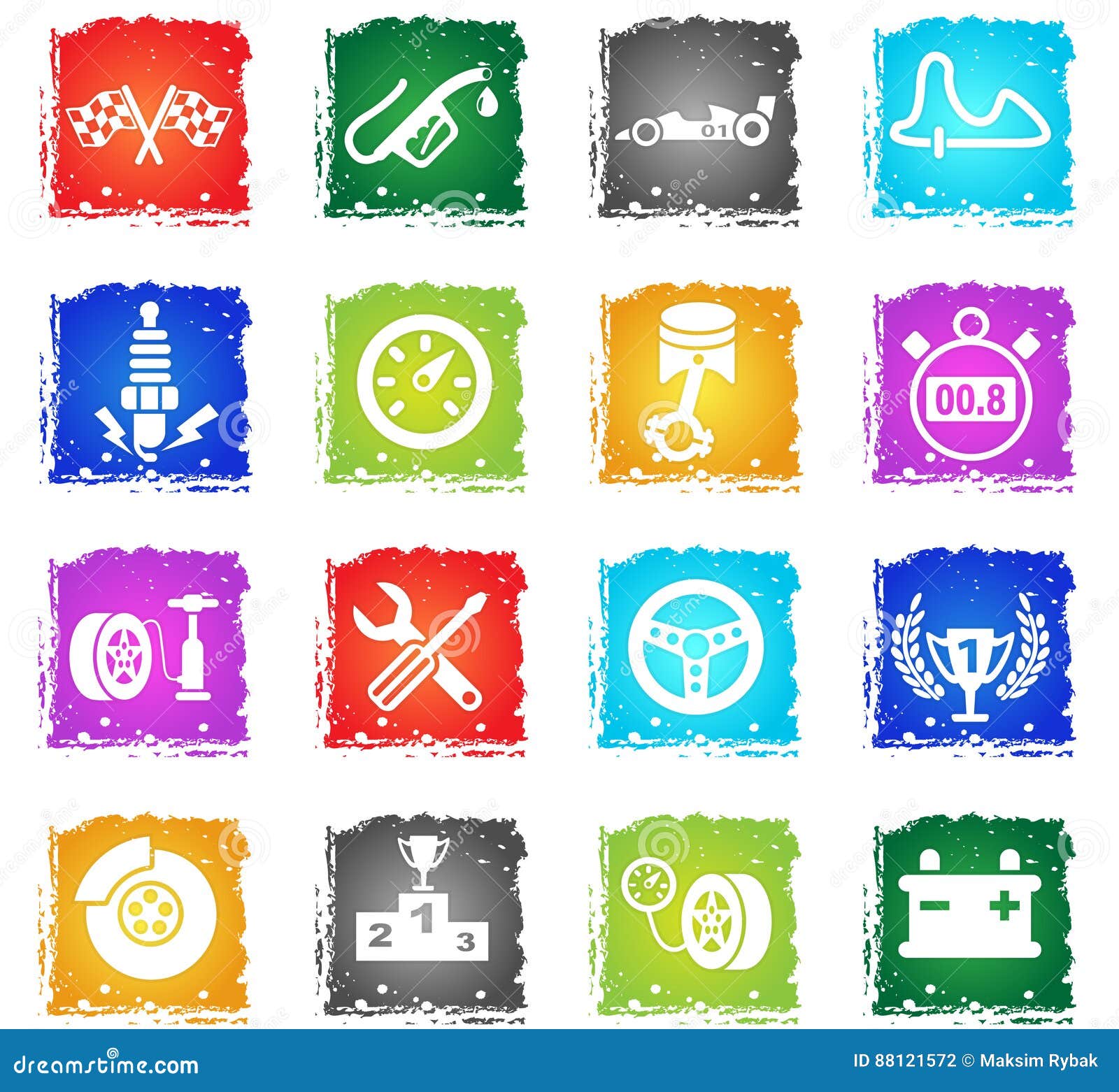 Racing icon set stock vector. Illustration of wheel, pressure - 88121572