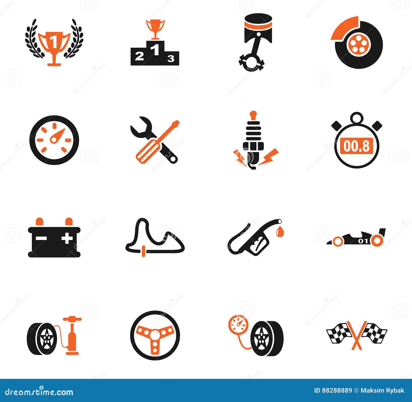 Racing icon set stock illustration. Illustration of pumping - 88288889