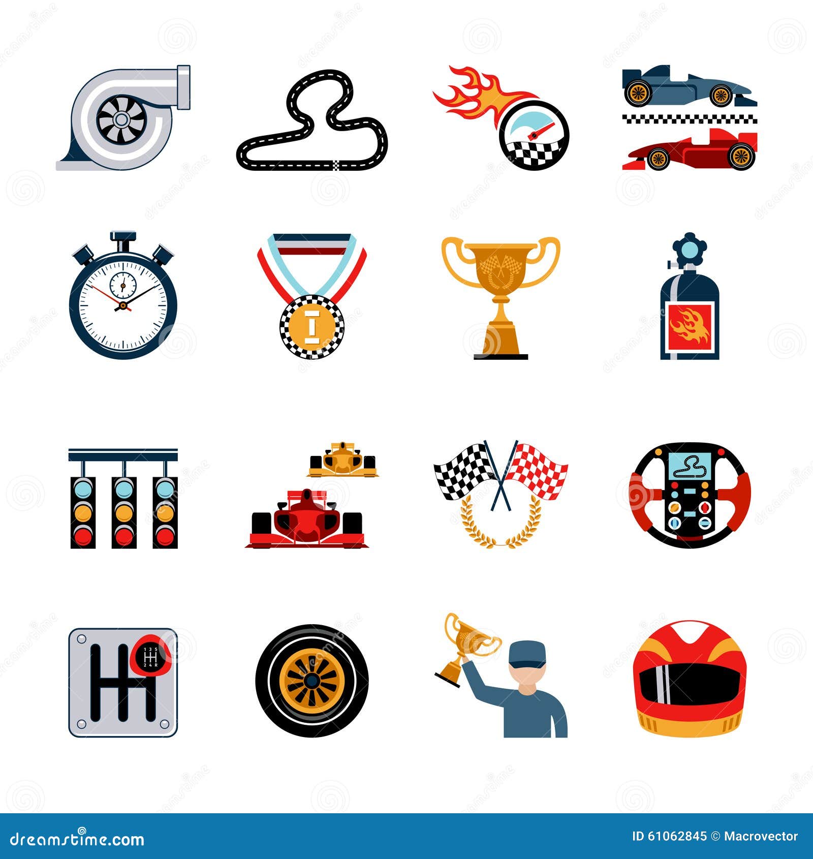 Racing Icons Set stock vector. Illustration of mobile - 61062845