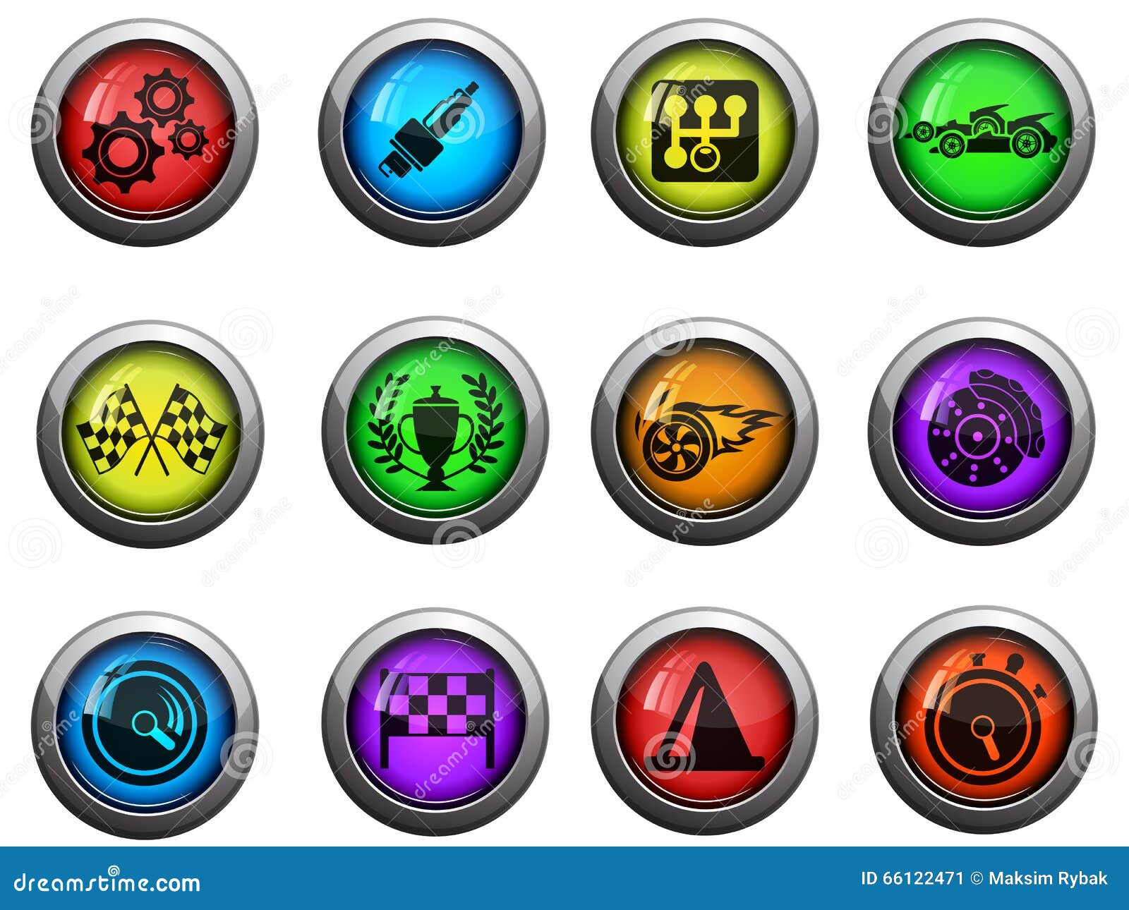 Racing icons set stock vector. Illustration of gearshift - 66122471