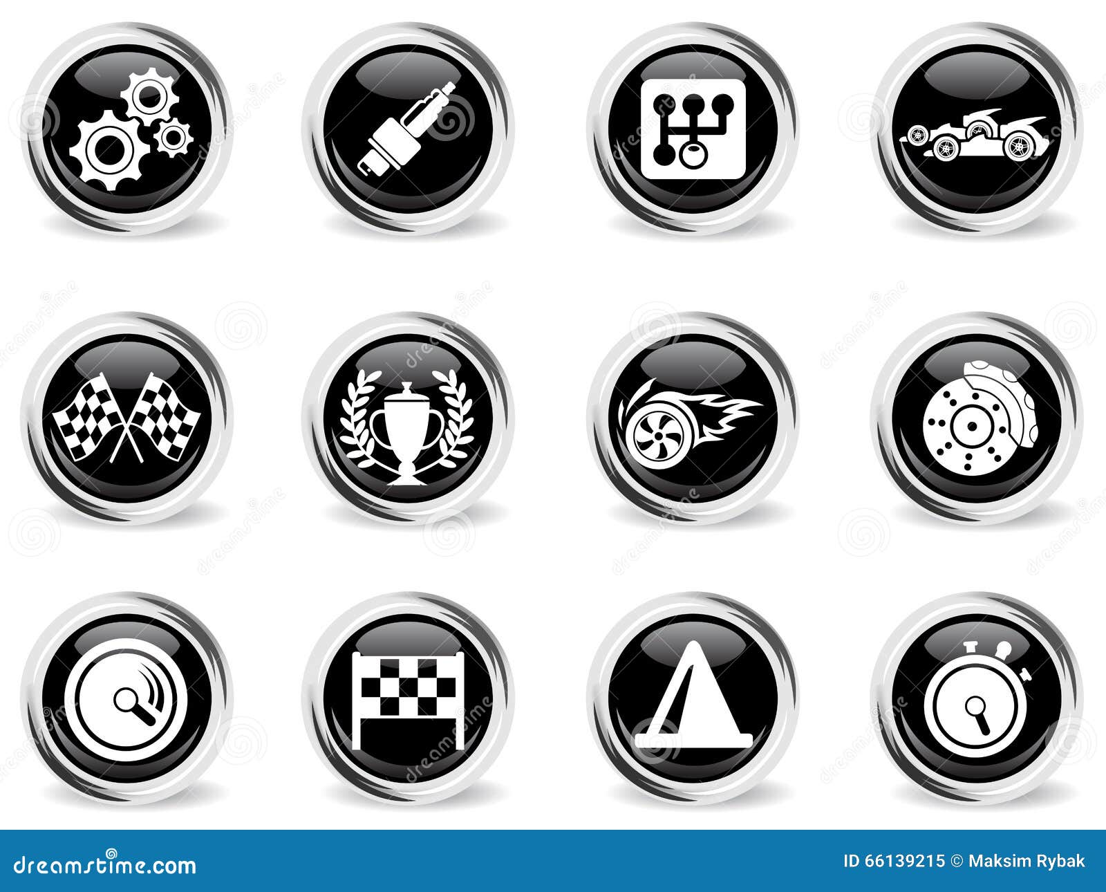 Racing icons set stock vector. Illustration of silhouette - 66139215