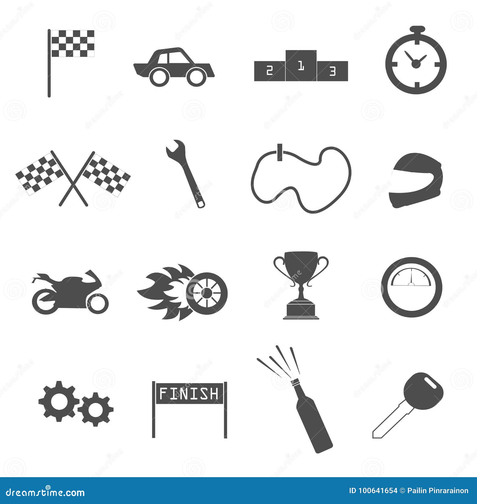 Racing icons set vector stock vector. Illustration of starting - 100641654
