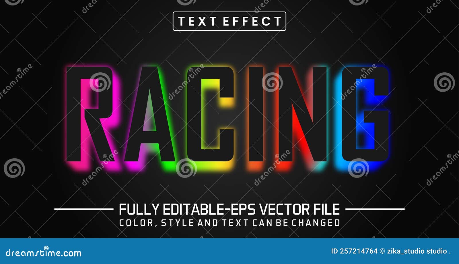 Racing Modern Neon Bright Text Effect Full Editable Text Stock Vector ...