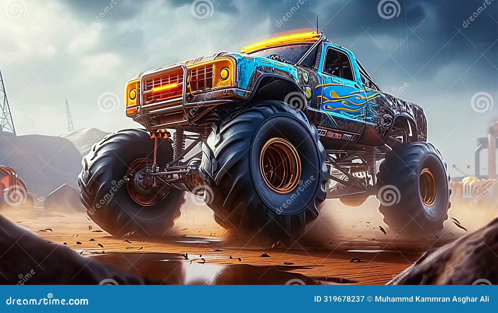 Racing Monster Truck with Powerful Engine, AI Generative Stock ...