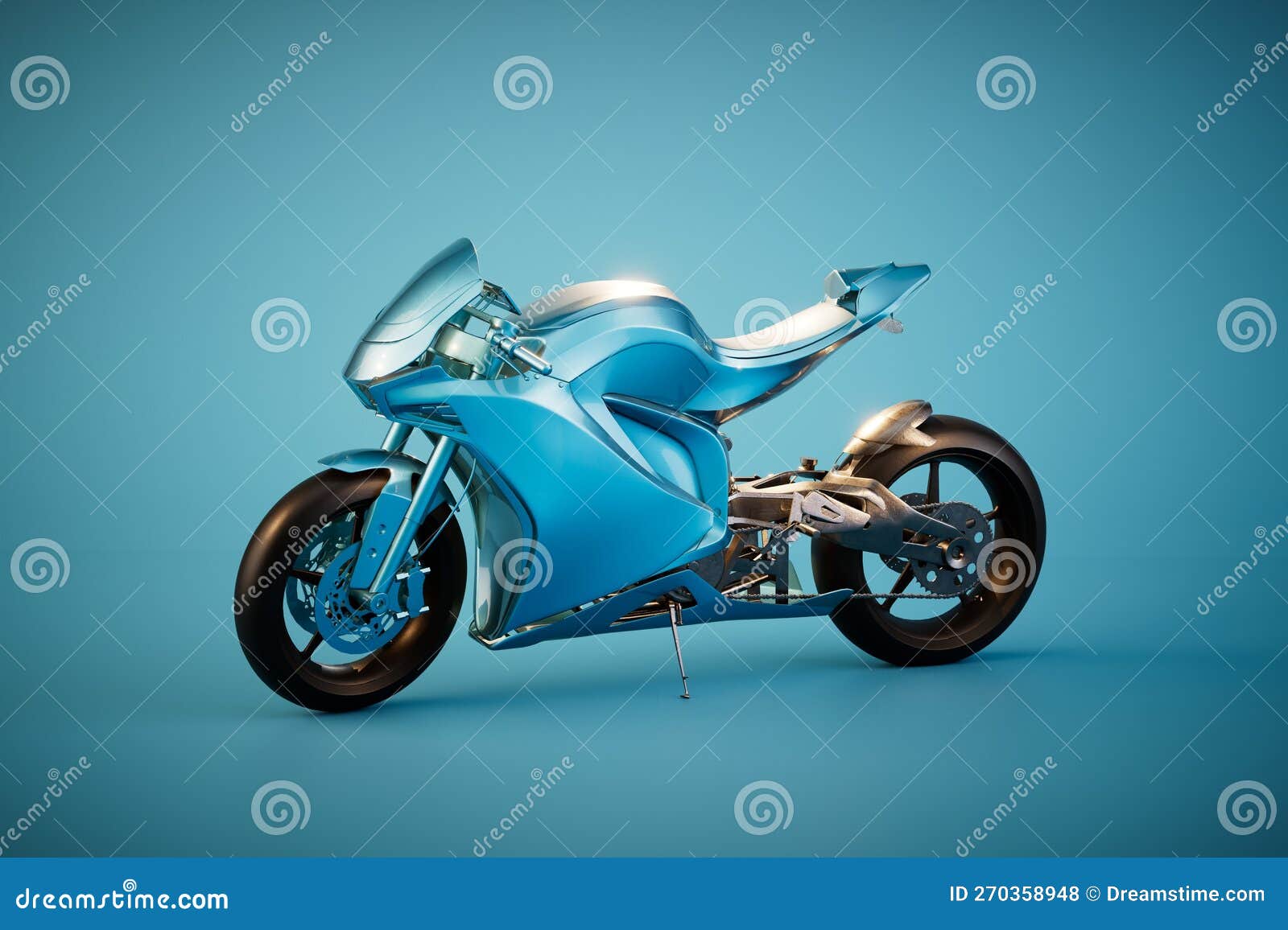 Racing Motorcycle in Blue on a Turquoise Background. 3D Render Stock ...