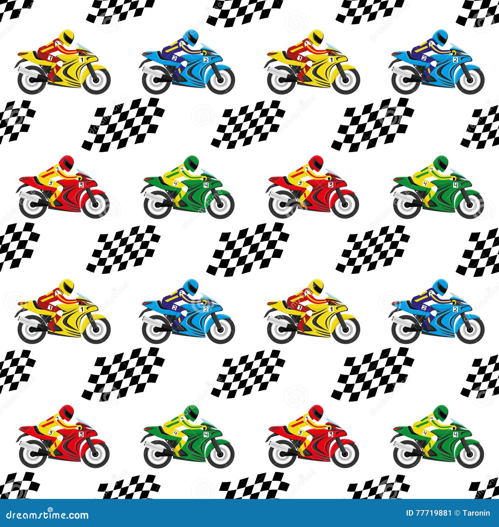 Racing Motorcycles and Checkered Flags. Stock Vector - Illustration of ...