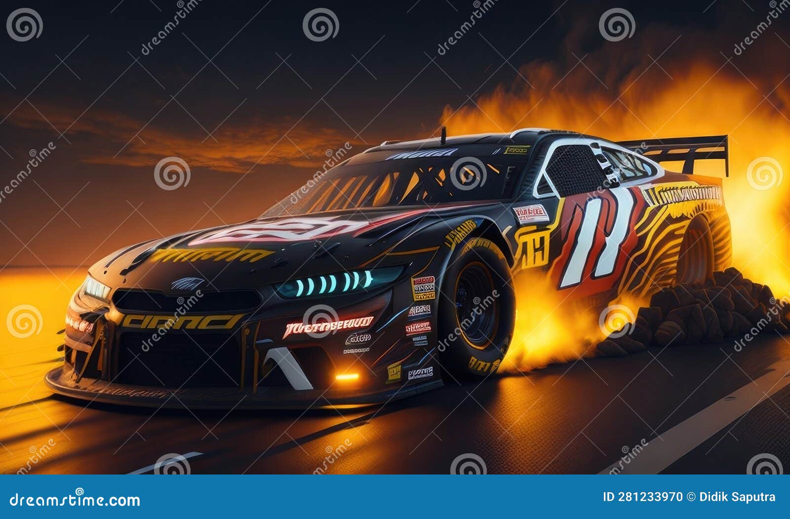 Racing NASCAR car stock illustration. Illustration of fast - 281233970