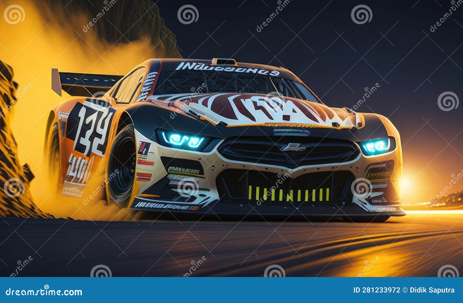 Racing NASCAR car stock illustration. Illustration of fast - 281233972