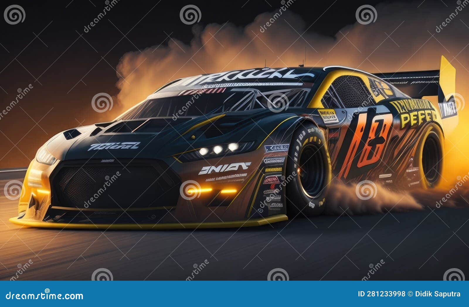 Racing NASCAR car stock illustration. Illustration of power - 281233998