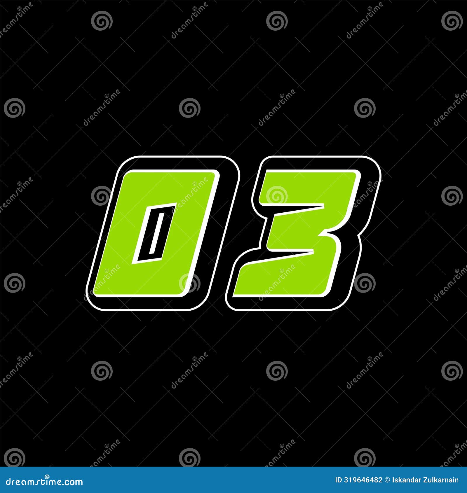 Racing Number 03 Design Template Stock Vector - Illustration of drift ...