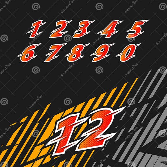 Racing Number Set for Race Car Stock Vector - Illustration of pickup ...