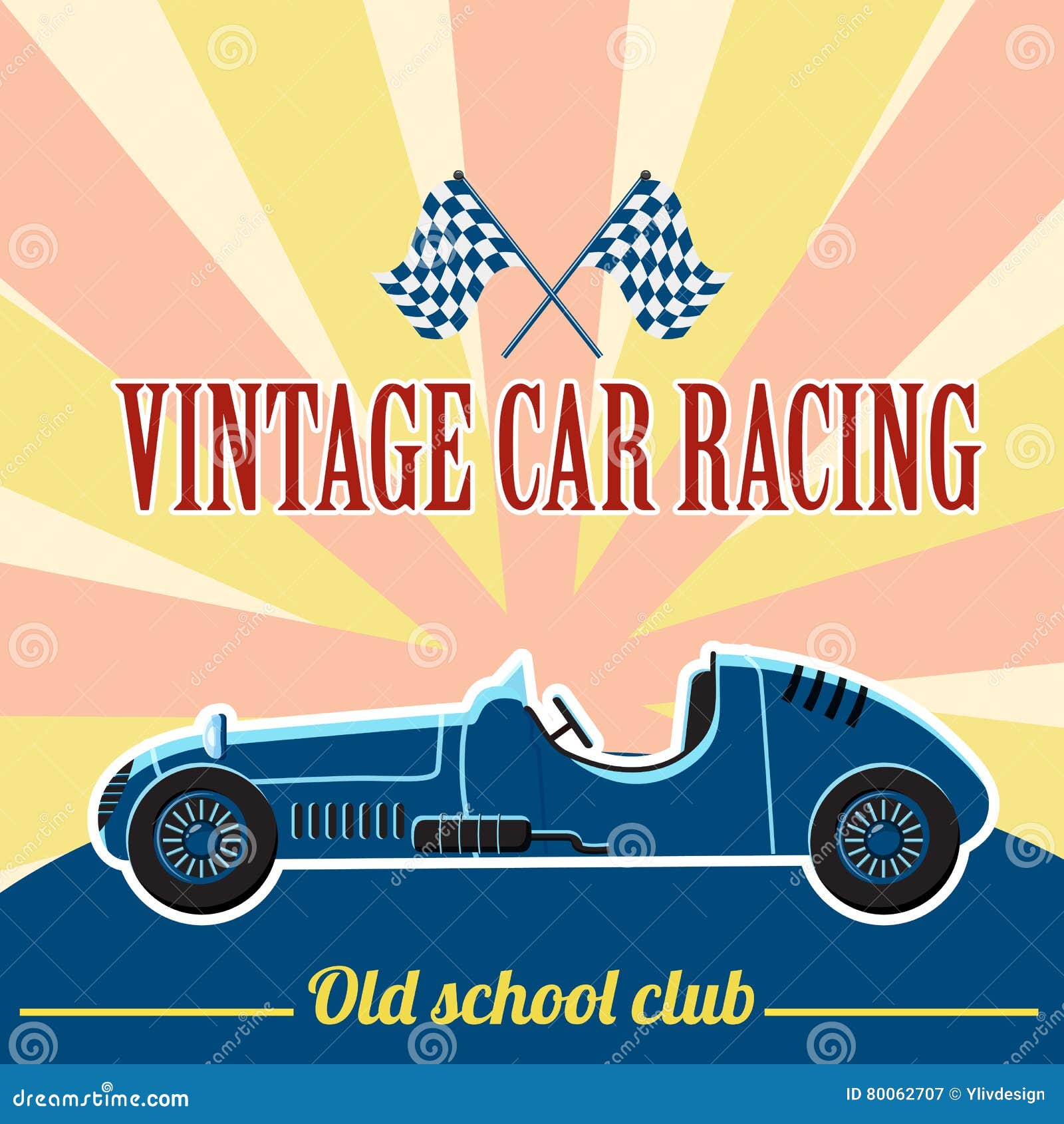 Racing Retro Car Concept, Flat Style Stock Vector - Illustration of ...