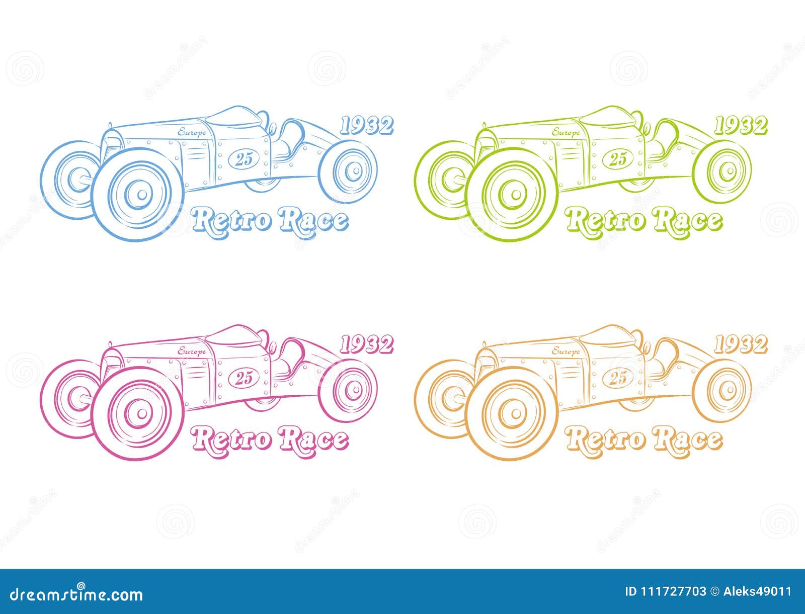 Racing retro car ,vector stock vector. Illustration of drawing - 111727703